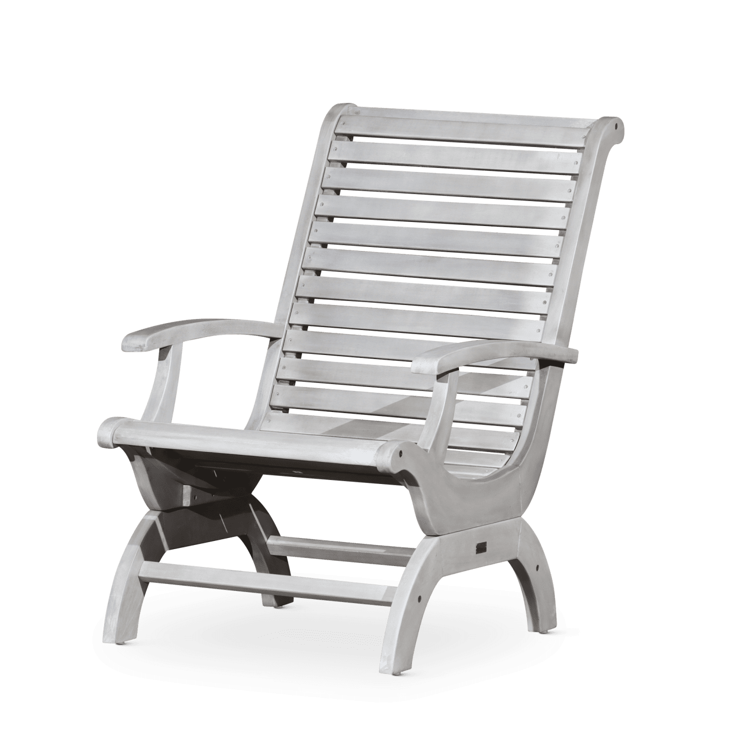 Outdoor Eucalyptus Plantation Chair with Curved Frame, Comfy Solid ...