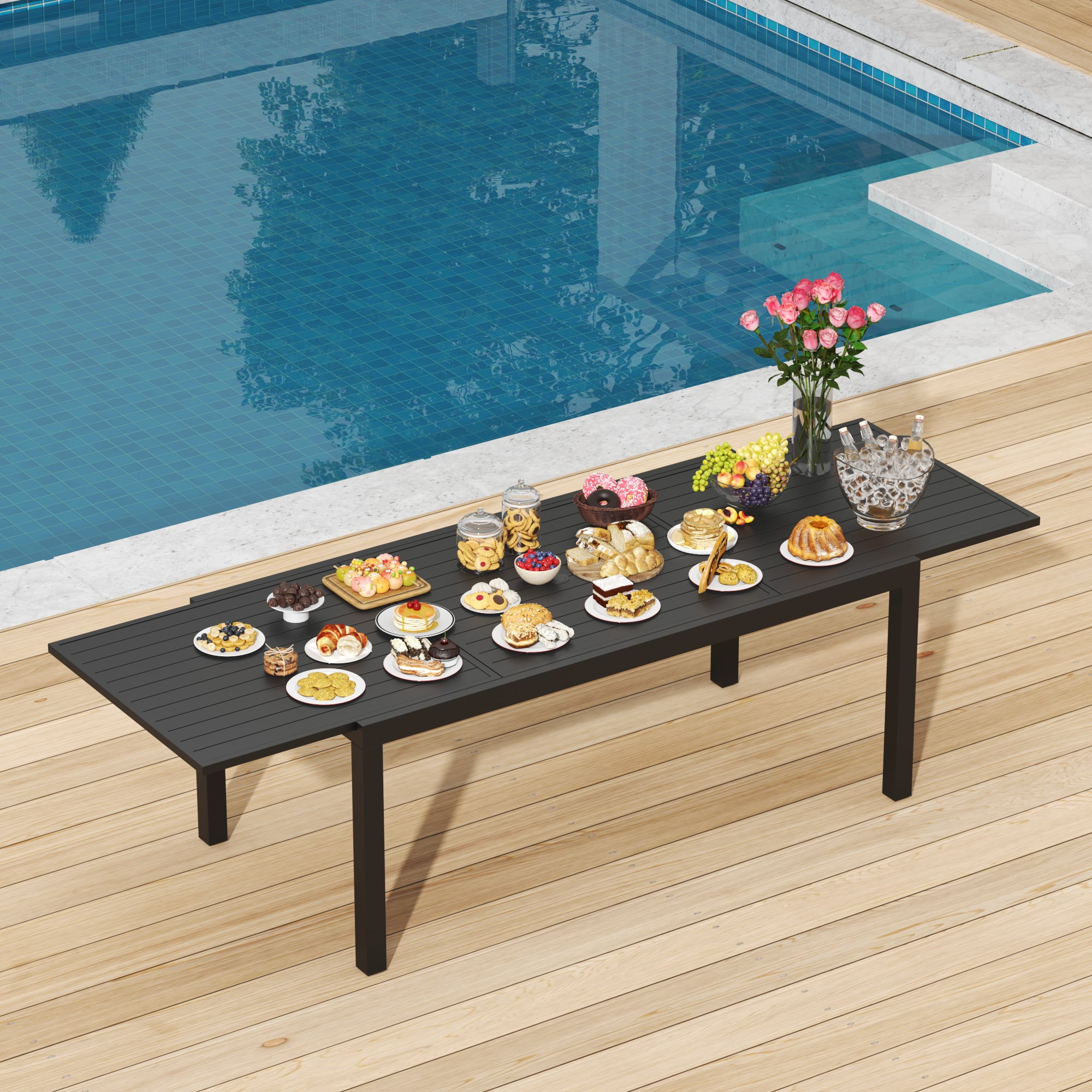 Patio Dining Tables 106" Outdoor Bar Bistro Coffee Console Picnic Side ...