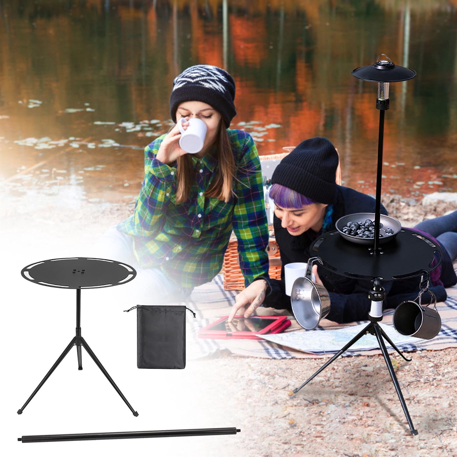 Outdoor Expandable Round Table, Aluminum Alloy Construction, Detachable ...