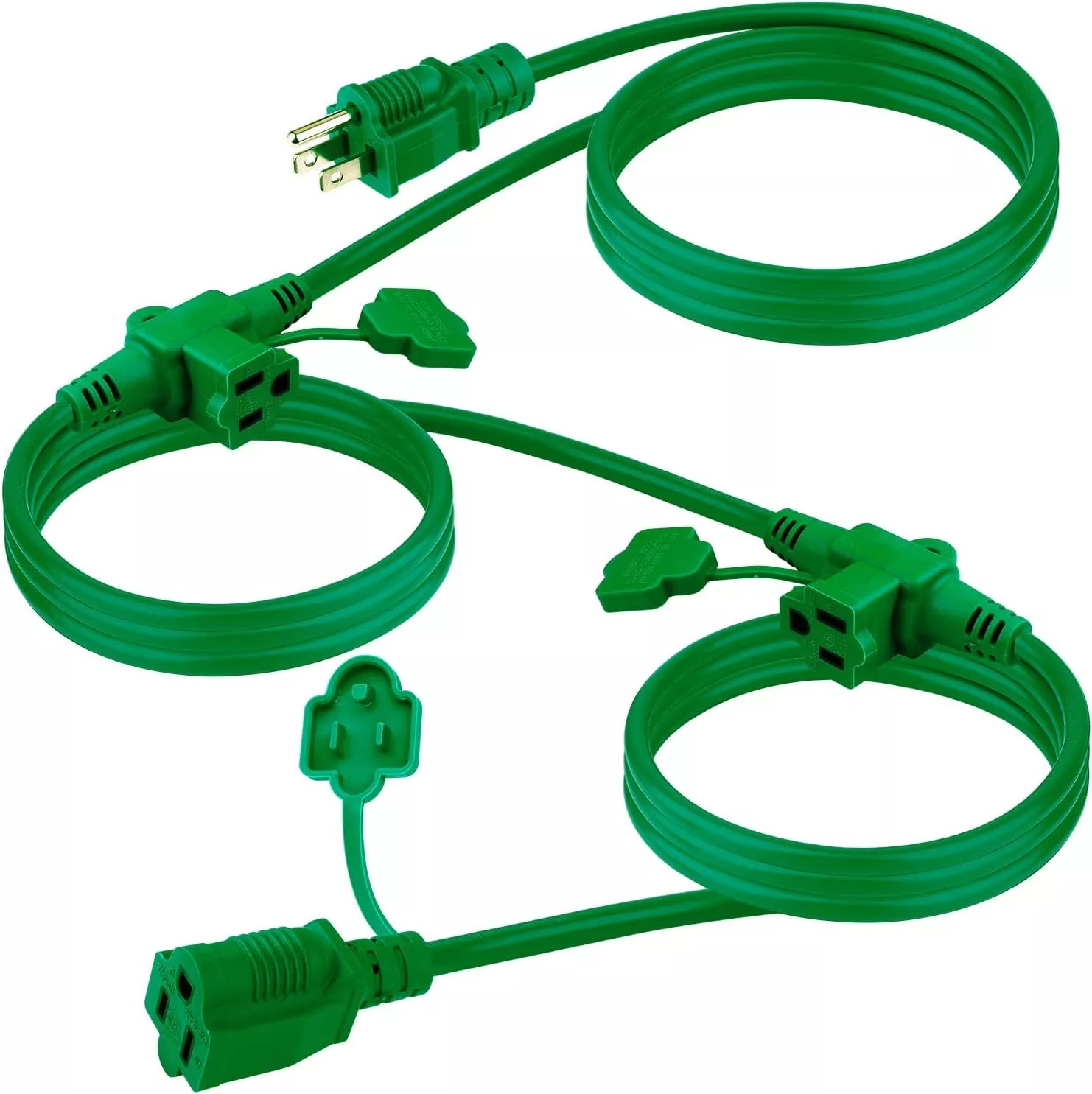 Outdoor Extension Cord 3 Outlets Plugs with Safety Cover, Weatherproof ...