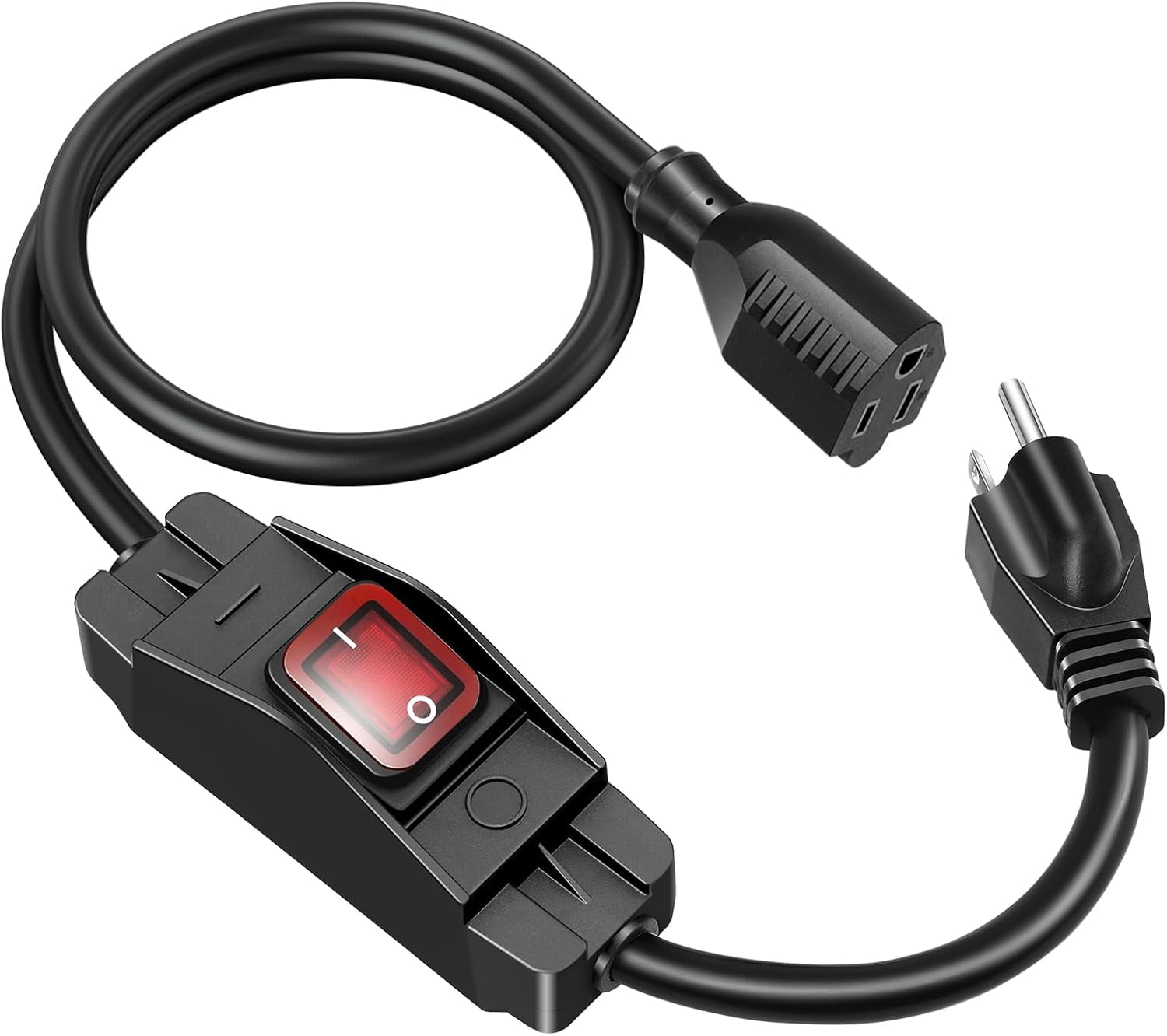 Outdoor Extension Cord with On/Off Waterproof Switch, 15A 125V Grounded ...