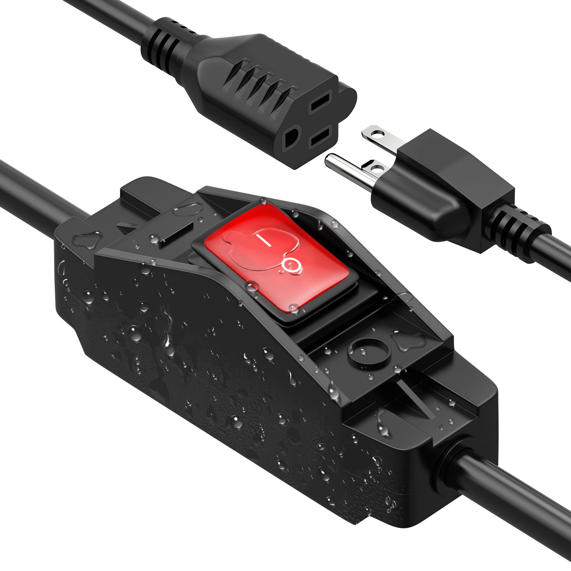 Outdoor Extension Cord With Switch - 14AWG 3 Prong, 15A 125V Waterproof ...