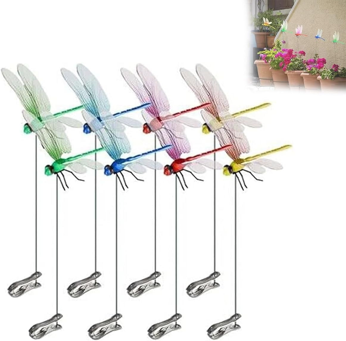 Outdoor Fake Dragonfly Pole Clip,Dragonfly Clip Bug Repellent,Realistic ...