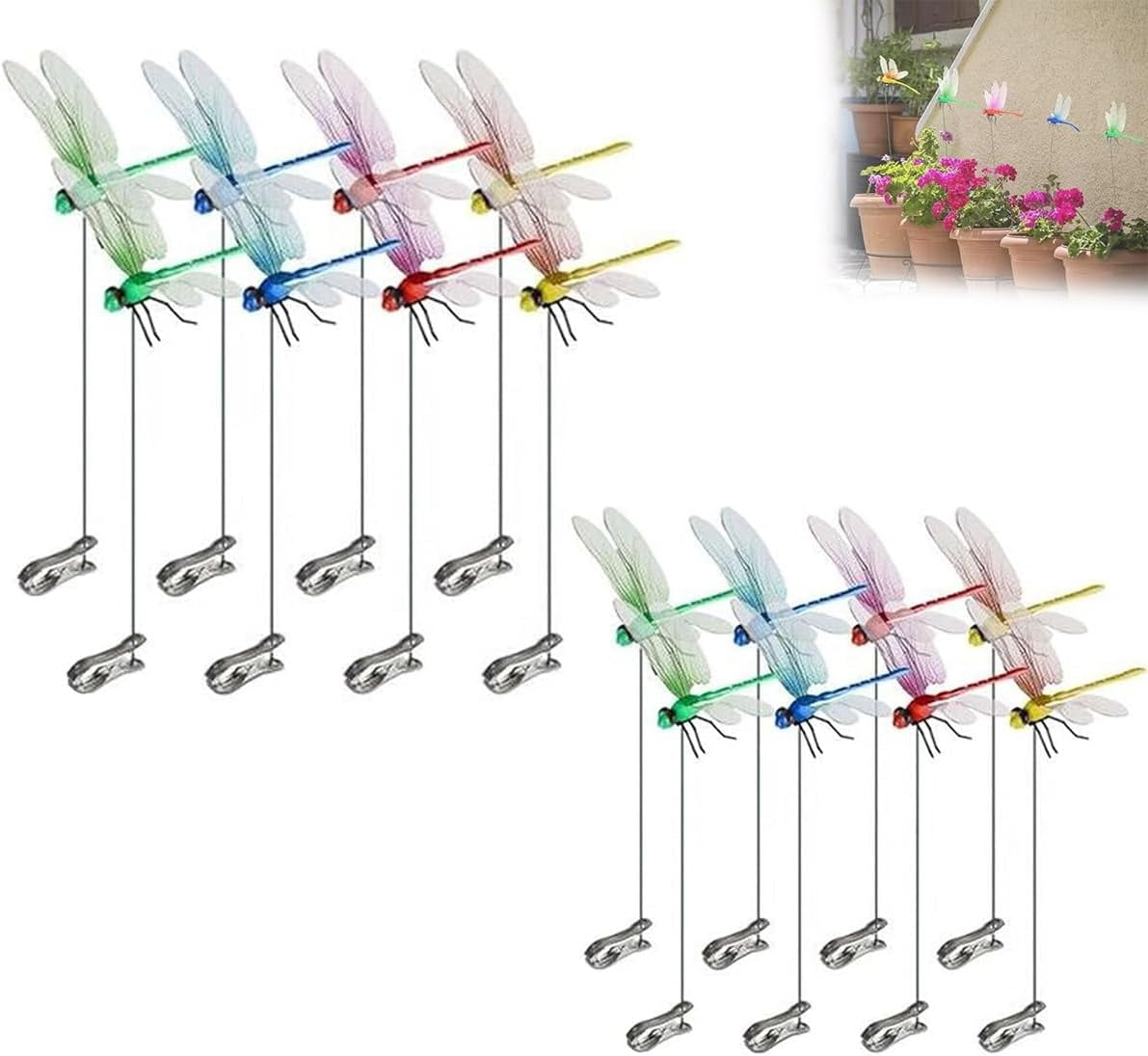 Outdoor Fake Dragonfly Pole Clip, Dragonfly Clip Bug Repellent, Realistic 3D Artificial ...