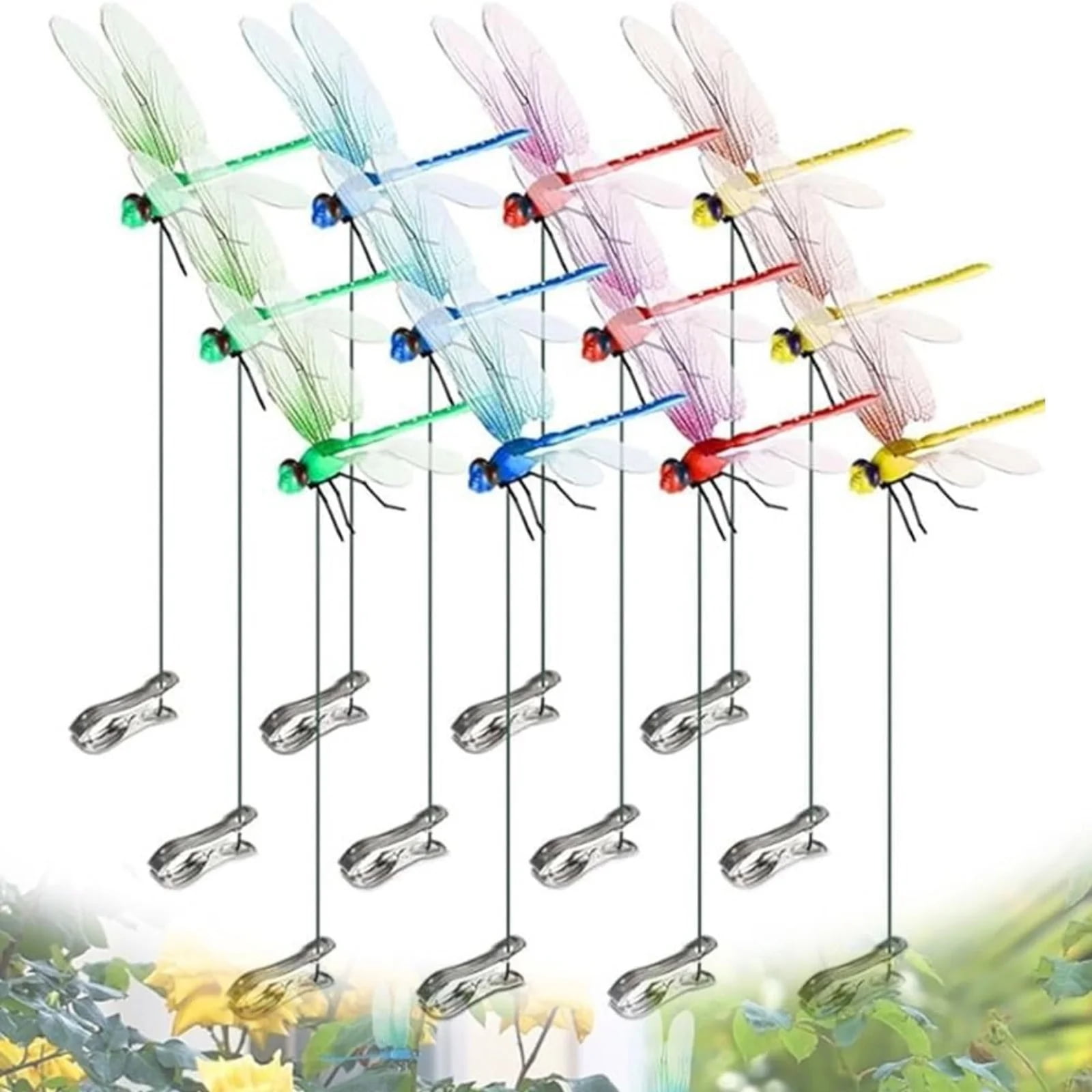 Outdoor Fake Dragonfly Rod Clip, 3D Dragon Fly Garden Stakes & Hat ...