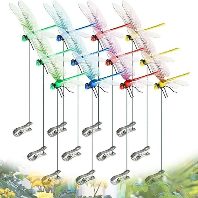 Outdoor Fake Dragonfly Rod Clip, 3D Dragon Fly Garden Stakes & Hat ...