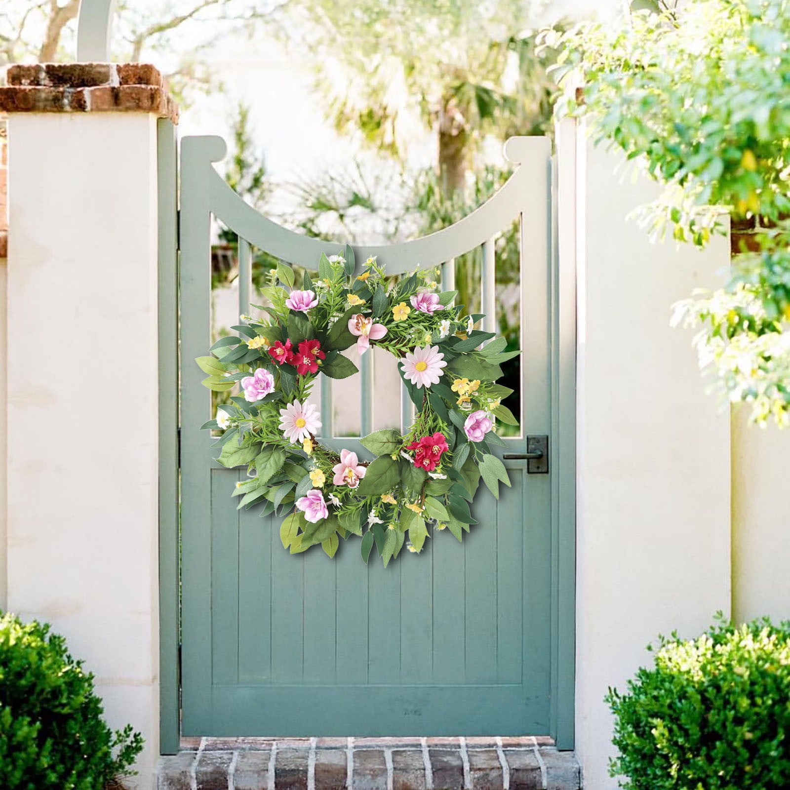 Outdoor Fake Flowers, Purple Flower Wreath Rattan Simulated Flower Home ...