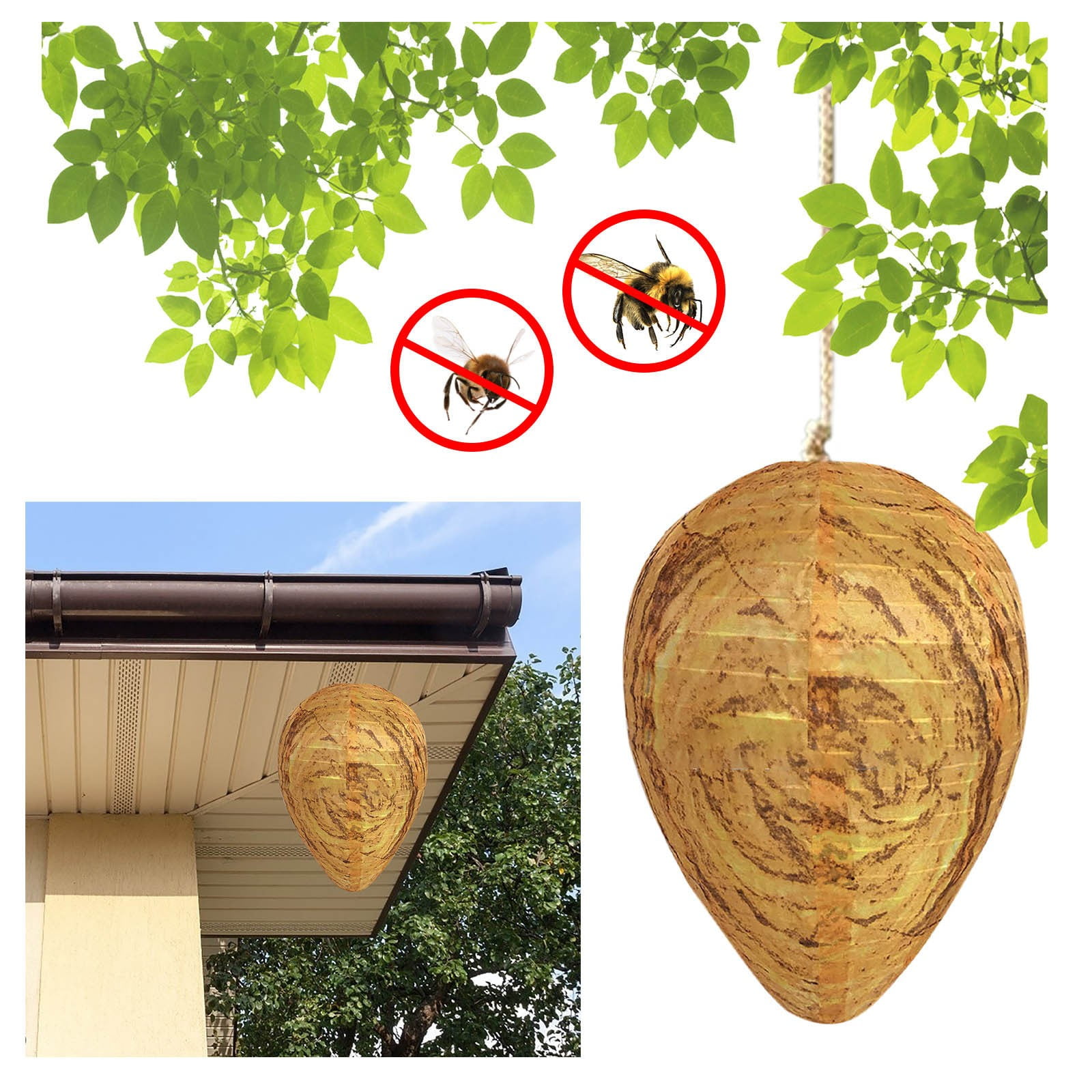 Outdoor Hornet Nest - Hanging Wasp Nest Decoy for Natural Pest ...