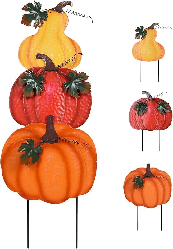 Outdoor Fall Decorations for Home, 34" Decorative Garden Stakes with 3 ...