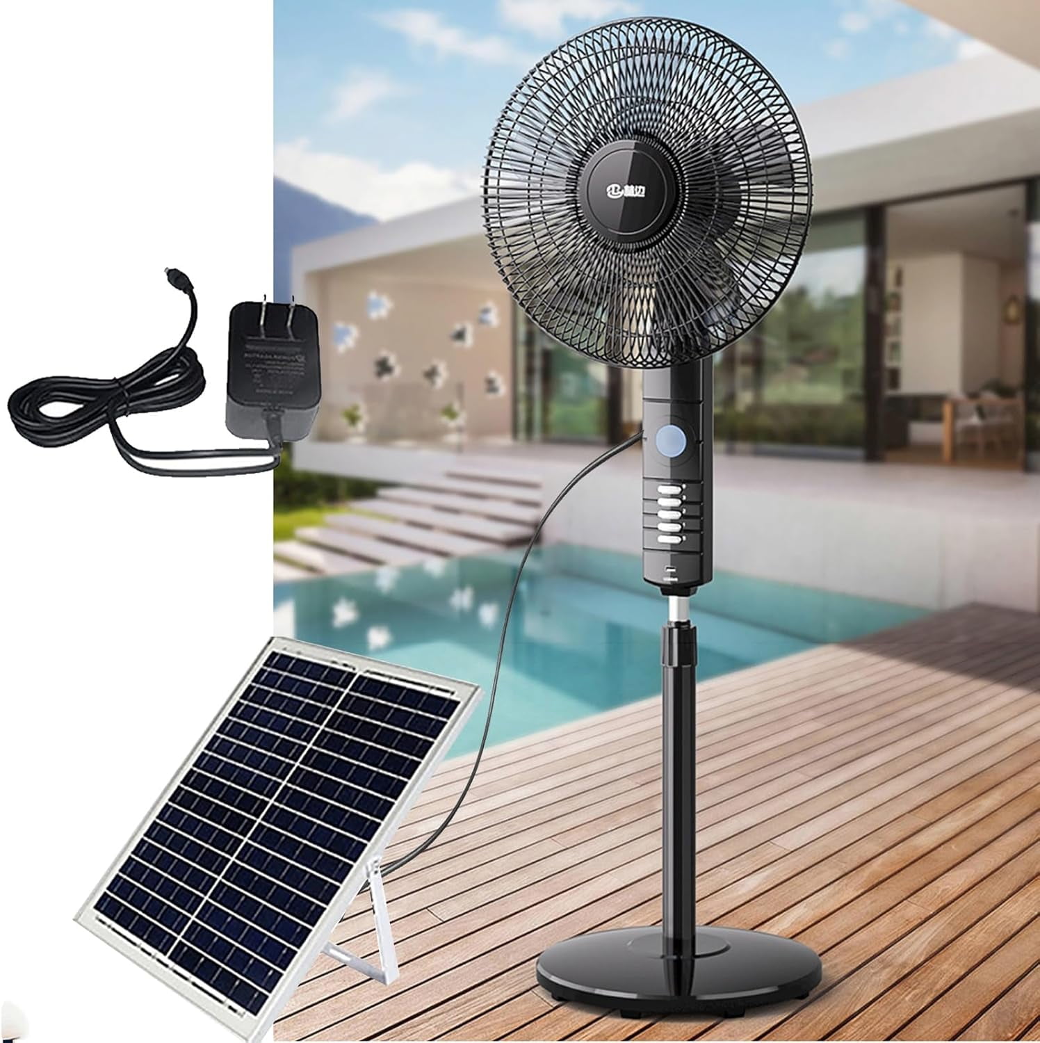Outdoor Fans, Solar Fan for Greenhouse/Camping,Floor Fan,Battery ...