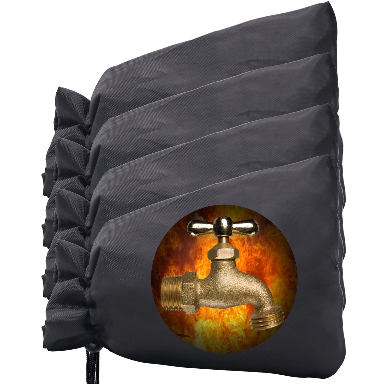 Outdoor Faucet Covers for Winter Freeze Protection, 4PC Hose Bib Covers ...
