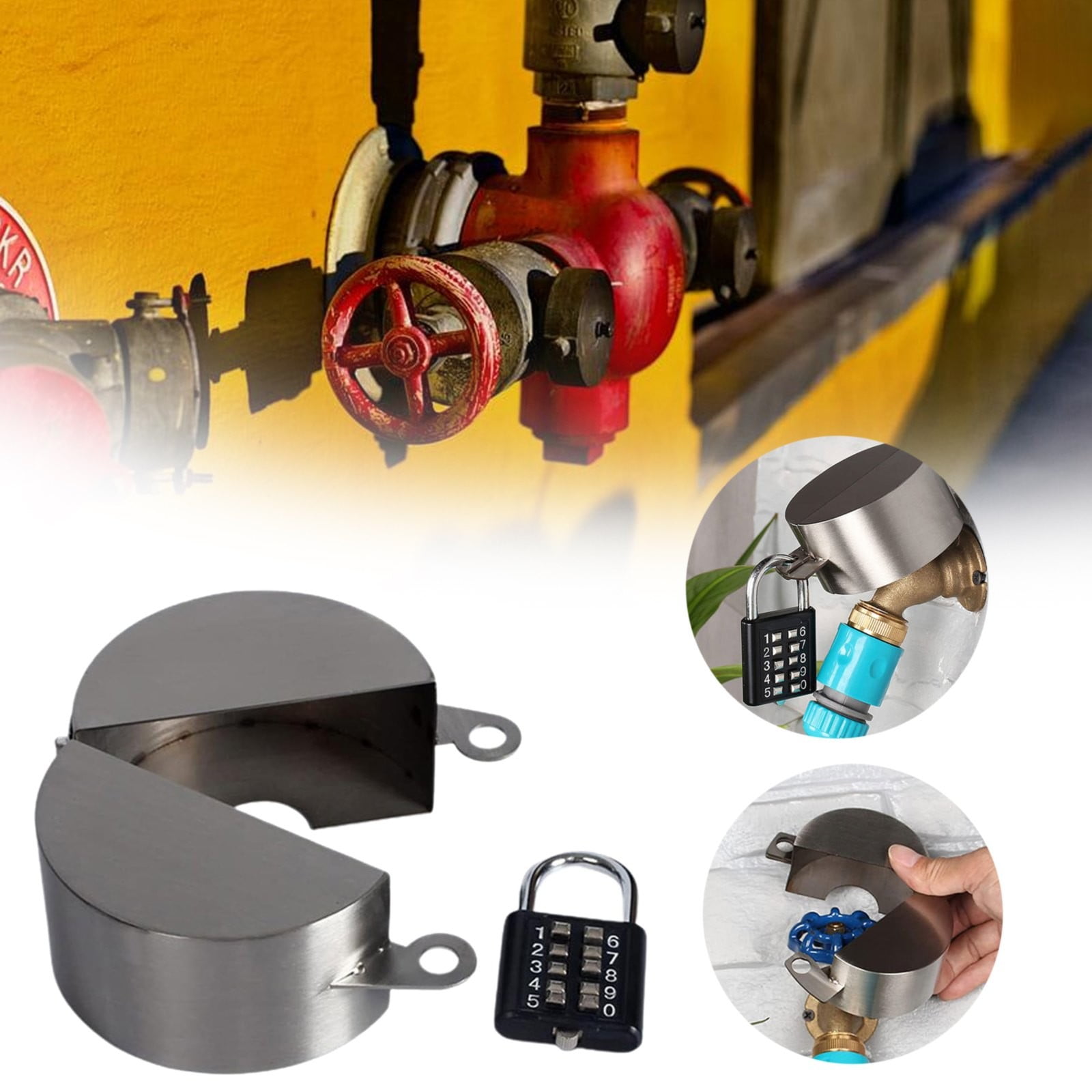 Outdoor Faucet Lock System, Water Hose Bib Spigot Lock Stainless Steel ...