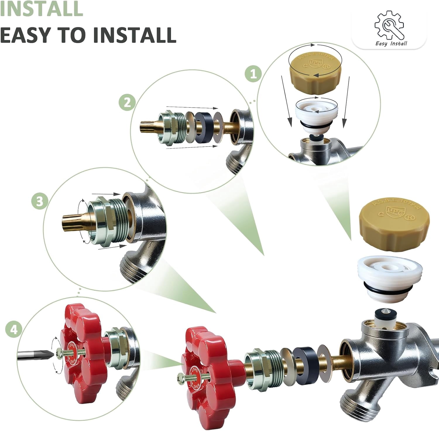 Outdoor Faucet Repair Kit,Universal ASSE 1019-A Vacuum Breaker Outside ...