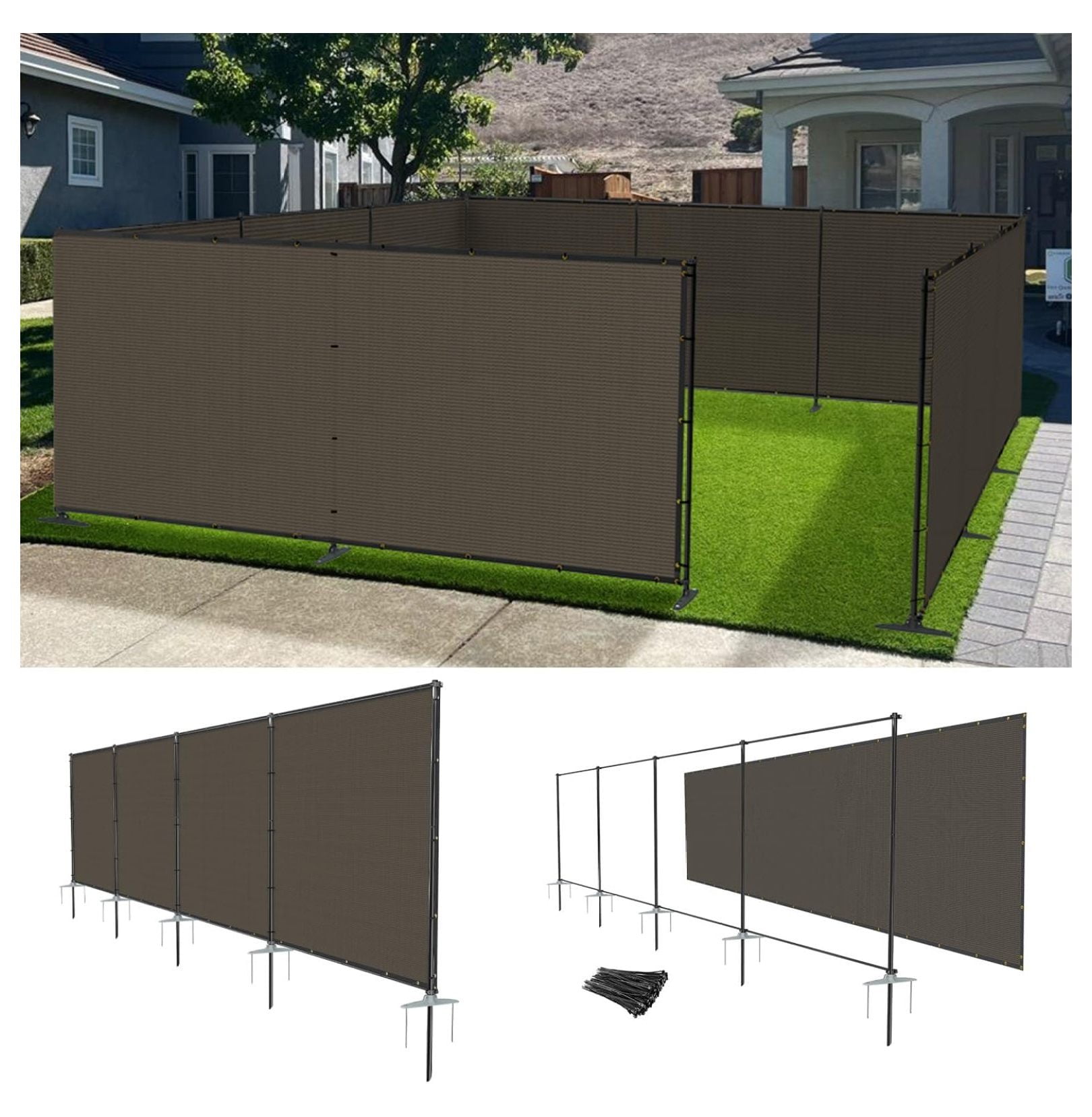 AMFWALAMF, Outdoor Fence Fencing Kit, 5'x12', with Poles and Rails ...