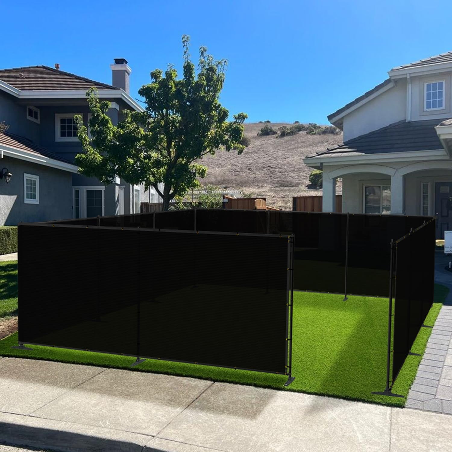 Outdoor Fence Fencing Kit with Poles and Rails Ground Spikes Privacy ...
