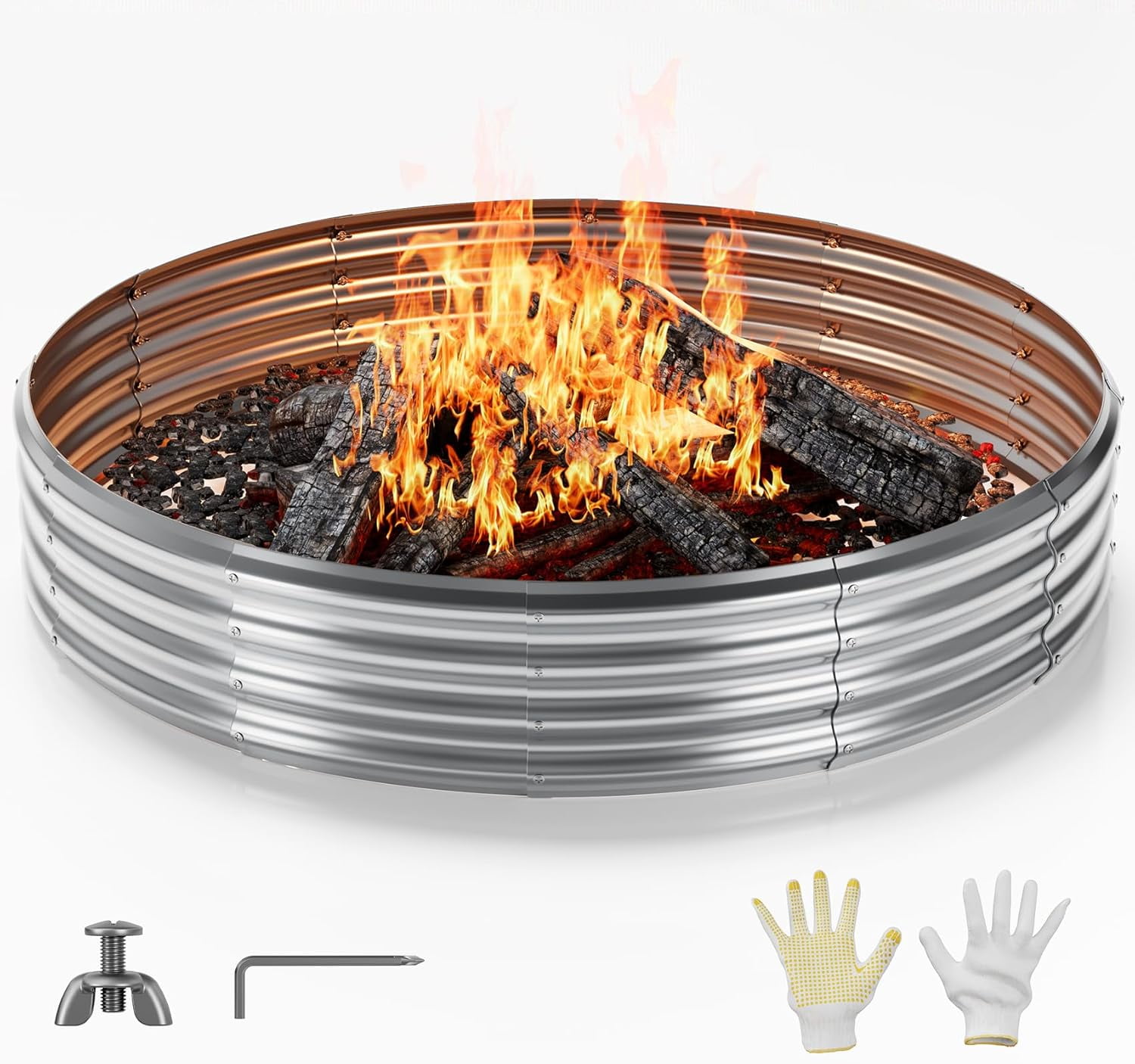 Outdoor Fire Pit Galvanized Fire Pit Ring, Foldable Outdoor/Camping ...