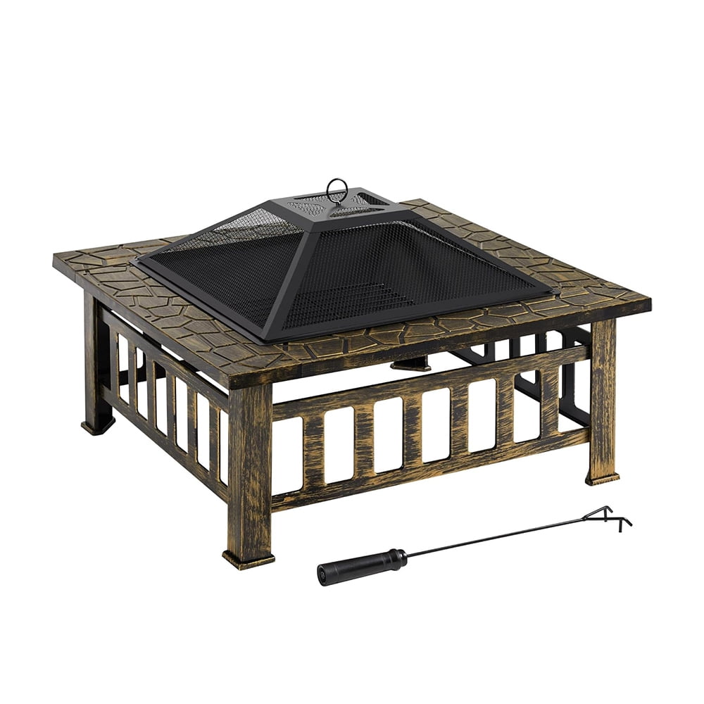 Outdoor Fire Pit Wood Burning 34in Multifunctional Firepits Table Patio ...