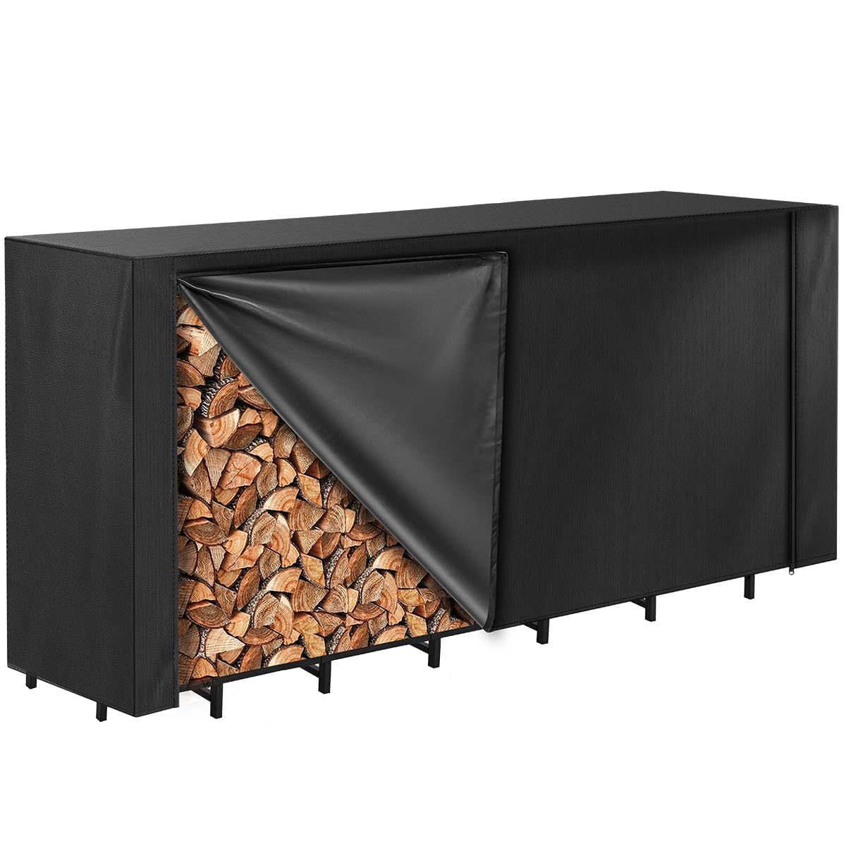 Outdoor Firewood Cover Heavy-Duty Oxford Fabric Waterproof Log Rack 8FT ...