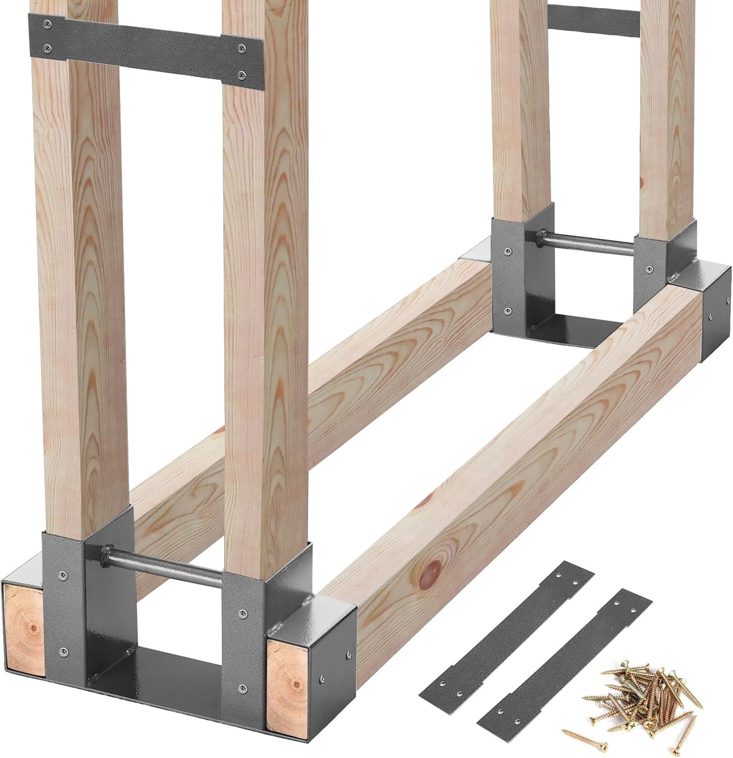 Outdoor Firewood Log Storage Rack 2x4 Bracket Kit, Fireplace Storage ...