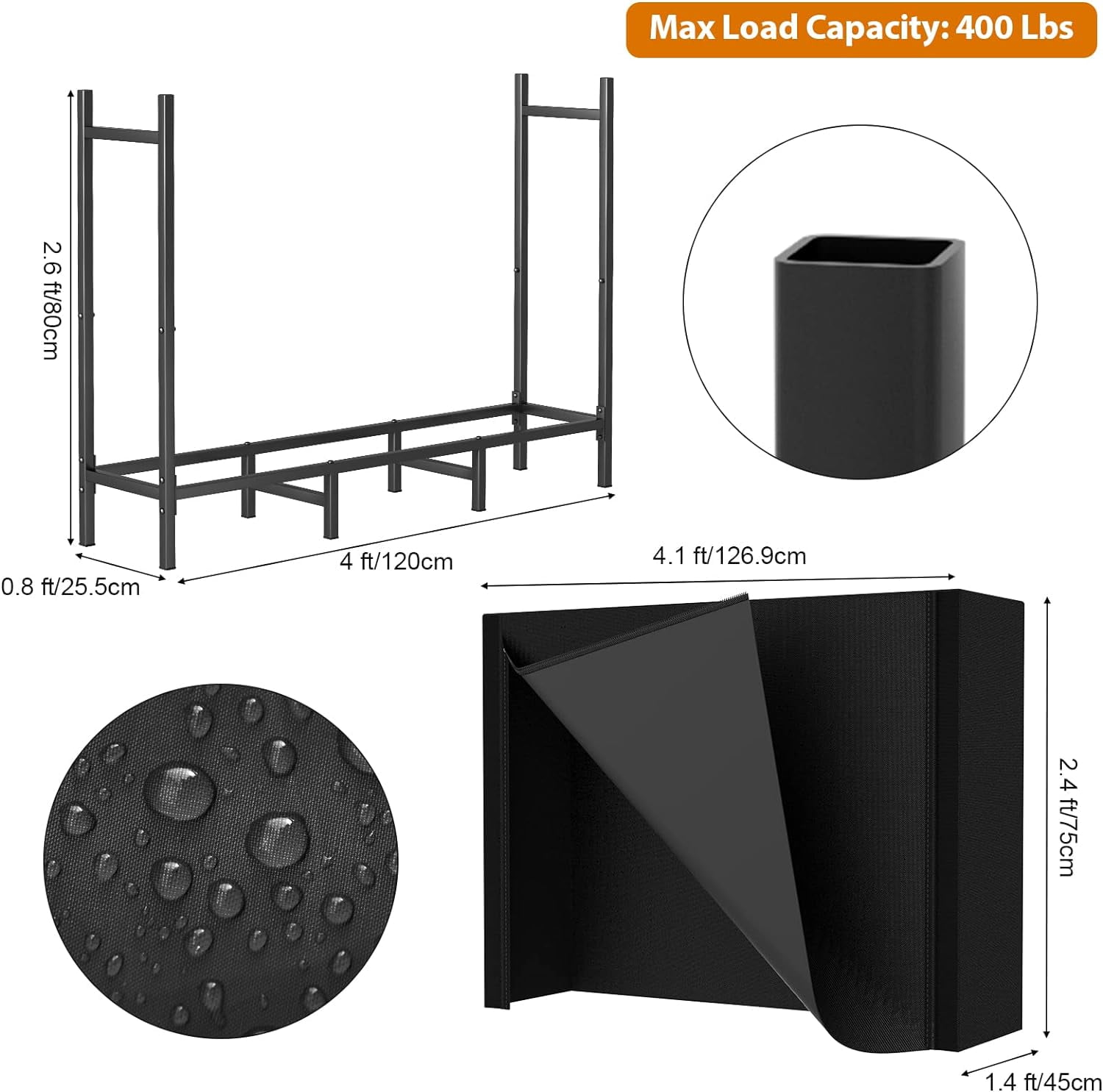 Outdoor Firewood Rack, Wooden Indoor Firewood Rack, 4-Foot Firewood ...