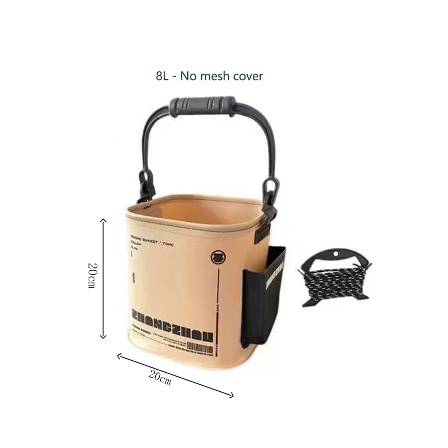 Outdoor Fishing Bucket Foldable and Portable Net Live Fish Bucket EVA ...
