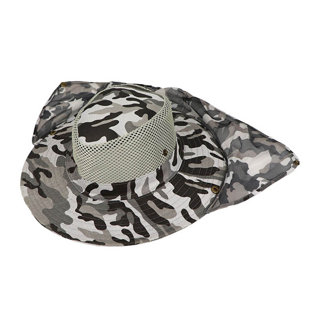 Outdoor Fishing Hat Wide Brim Breathable Mesh Beach Hats Camouflage Sun ...