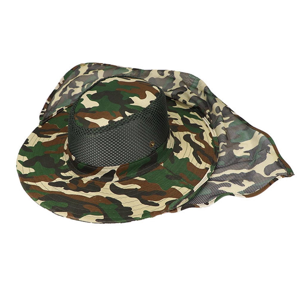 Outdoor Fishing Hat Wide Brim Breathable Mesh Beach Hats Camouflage Sun ...