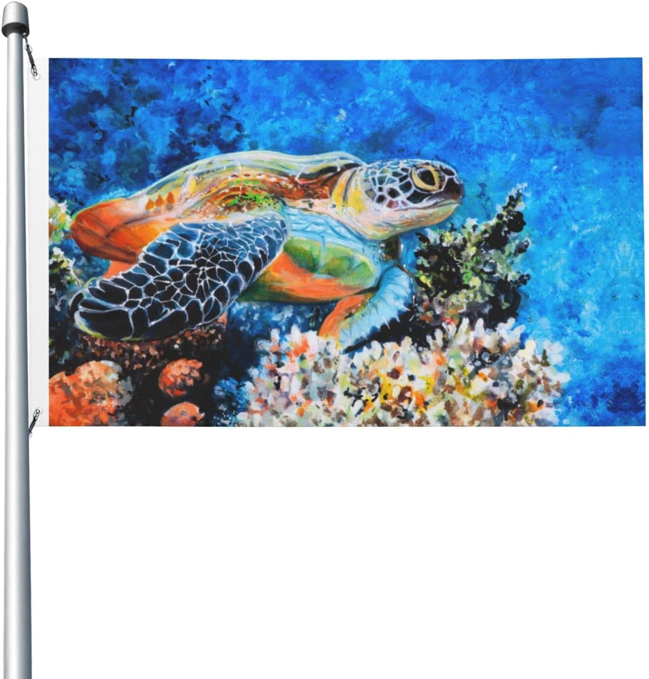 Outdoor Flags Oil painting sea turtle Summer Garden flag Yard Flags 4 ...