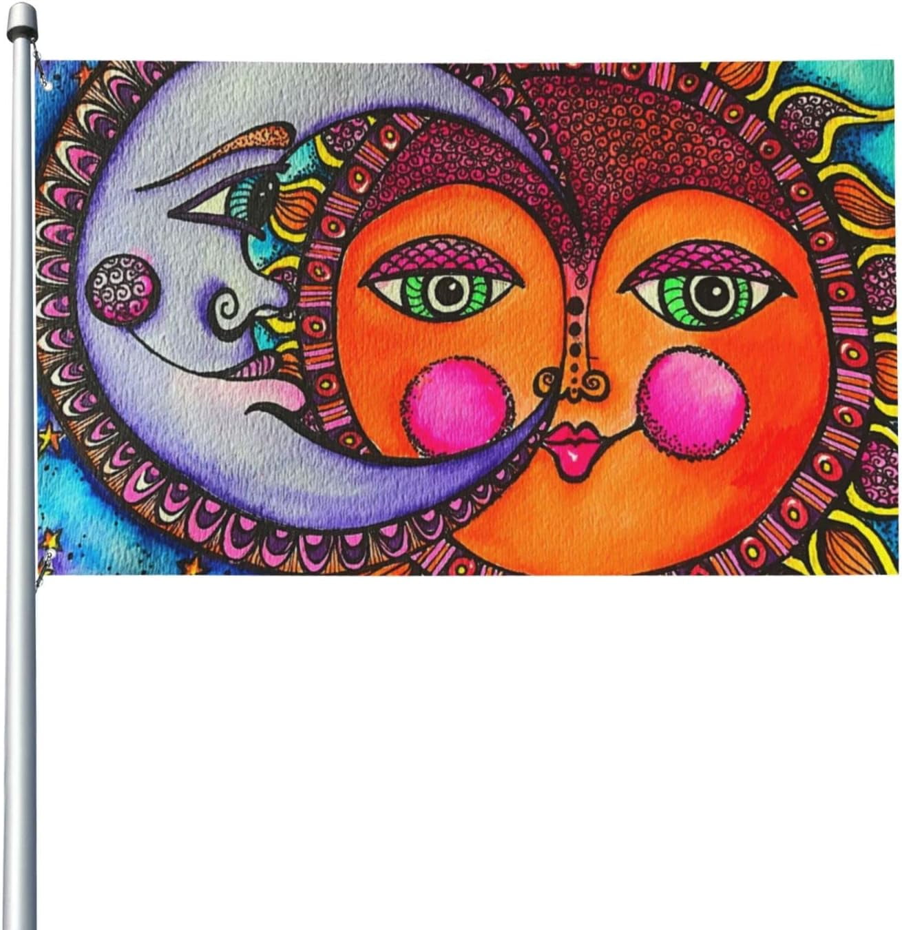 Outdoor Flags Sun and Moon Celestial Hippie Art Flags Garden flag ...