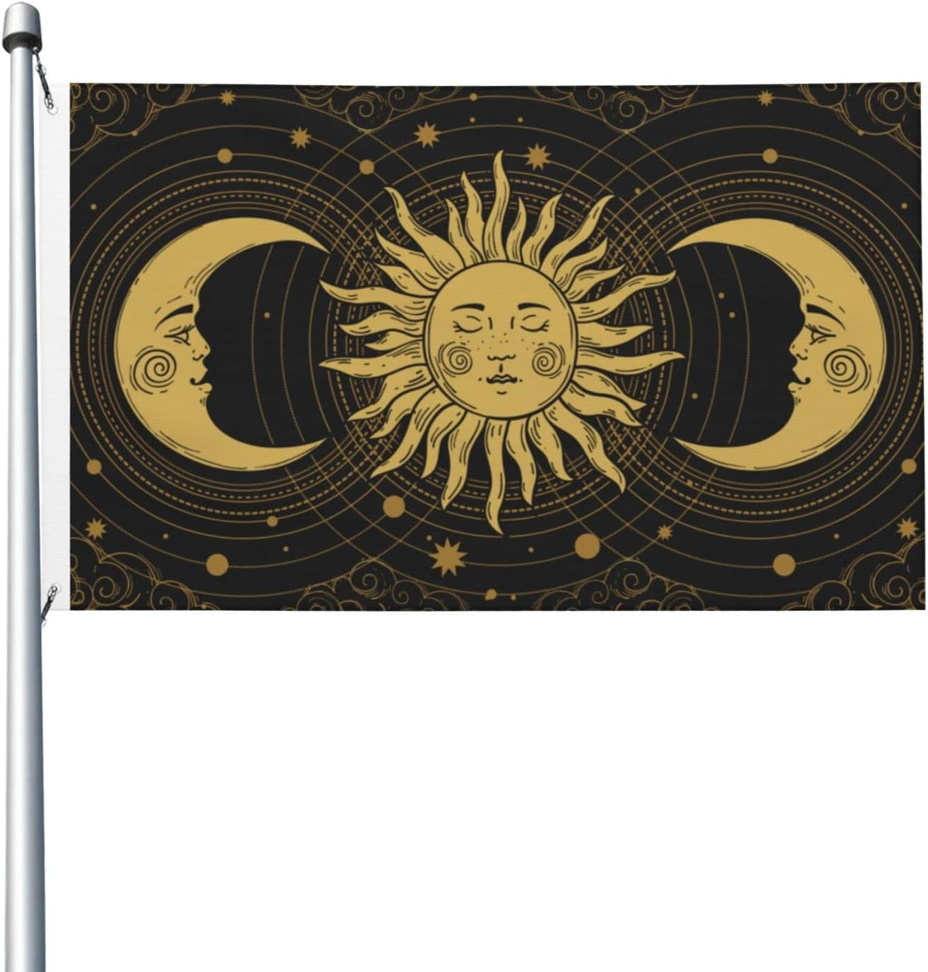 Outdoor Flags Universe Art Golden Moon and Sun Flags Garden flag Double ...