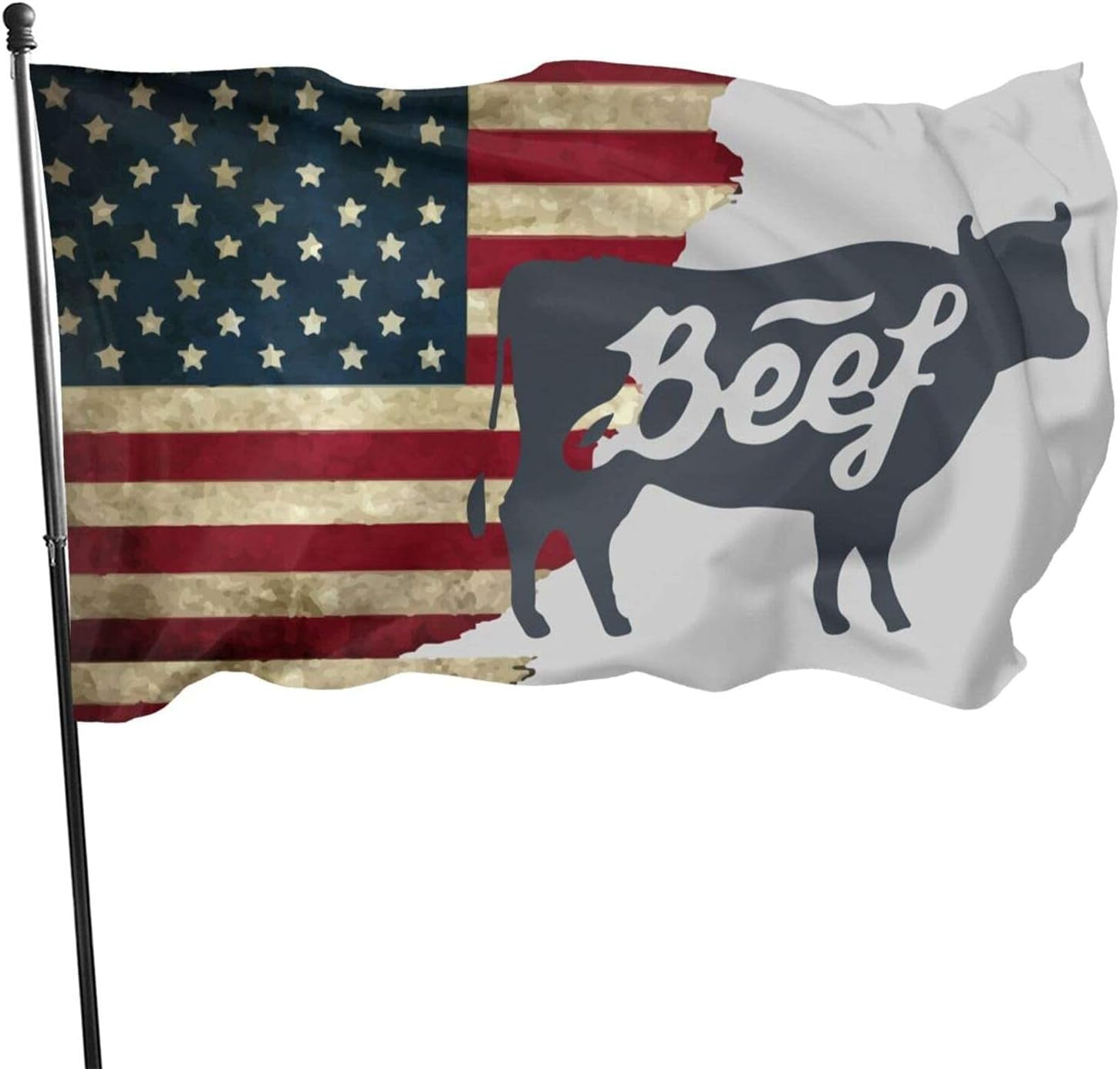 Outdoor Flags Worn-Out USA Flag Cow bull beef vintage Flag for Outdoor ...