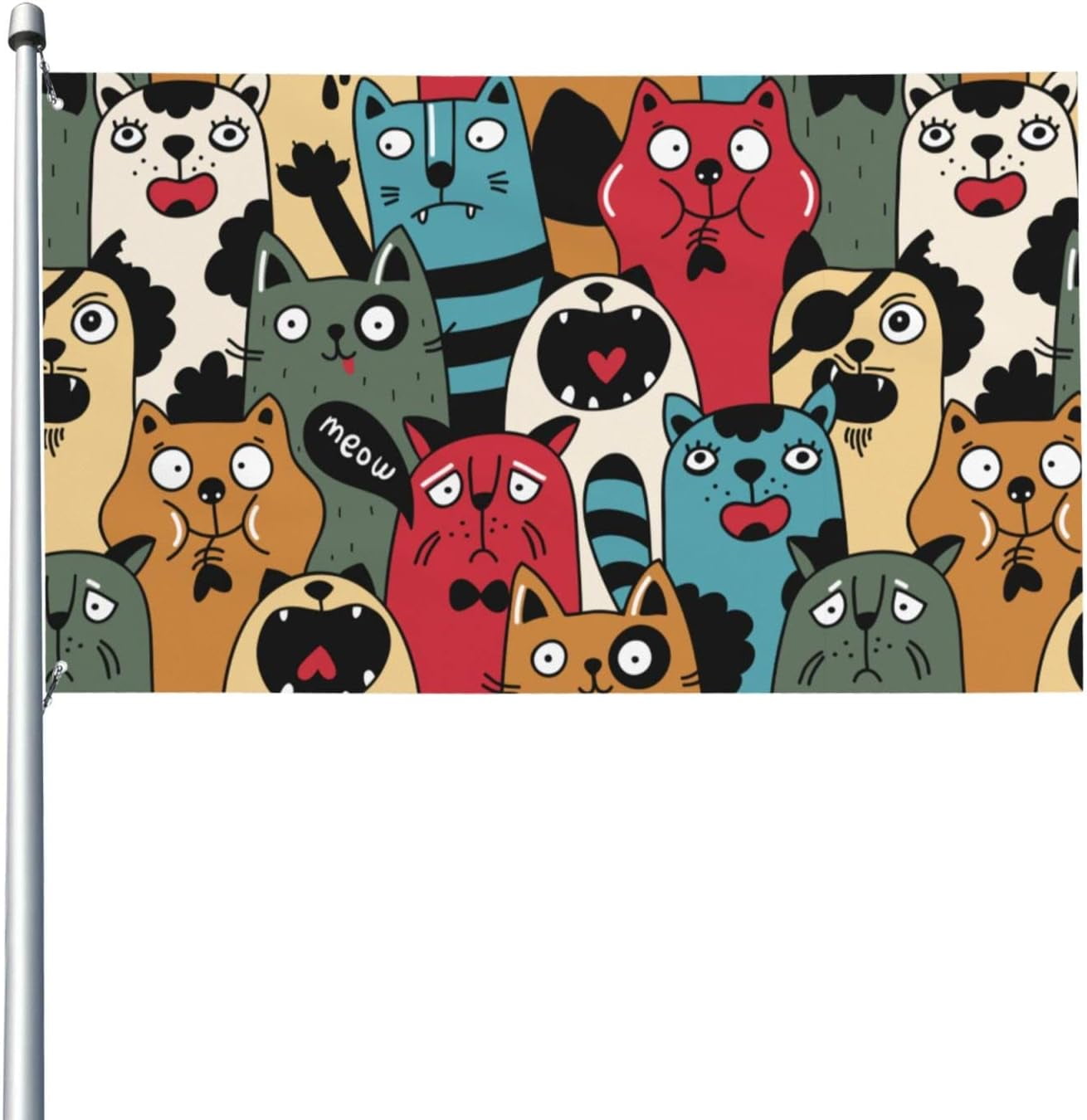 Outdoor Flags crowd of funny cats in cartoon domestic animals Summer ...