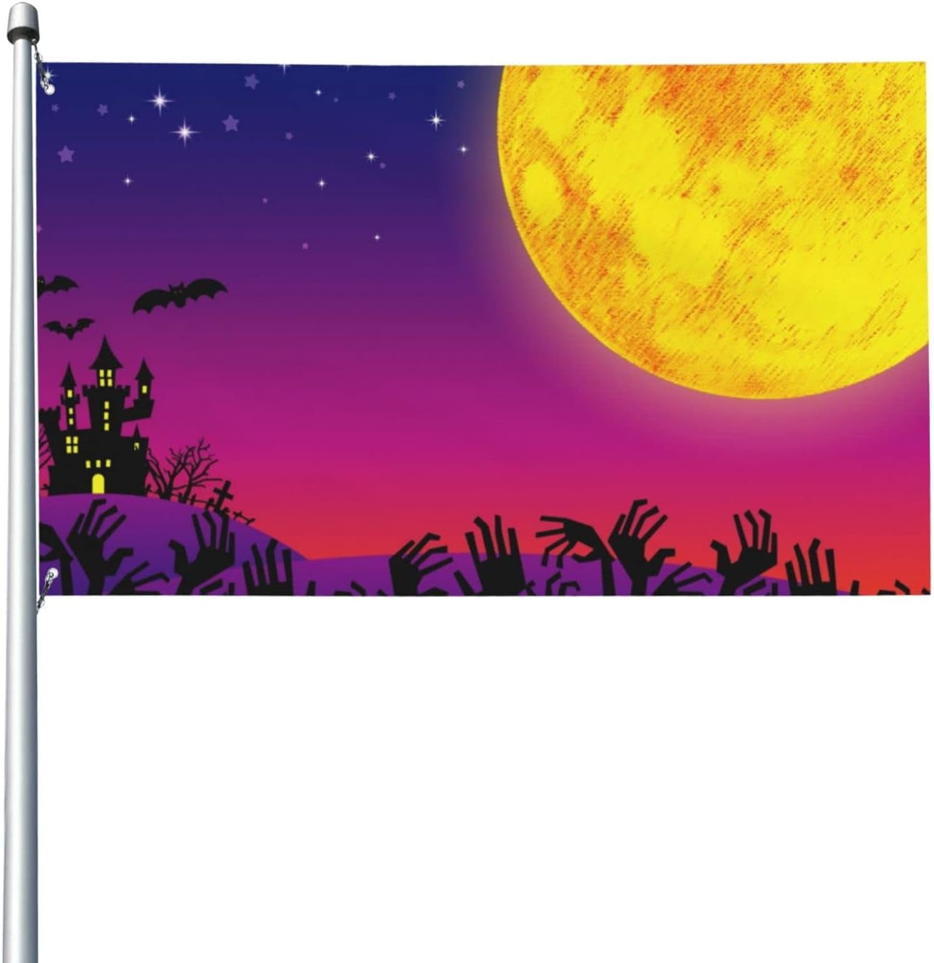 Outdoor Flags halloween,moon,haunted house,bats,scary hands,Summer ...