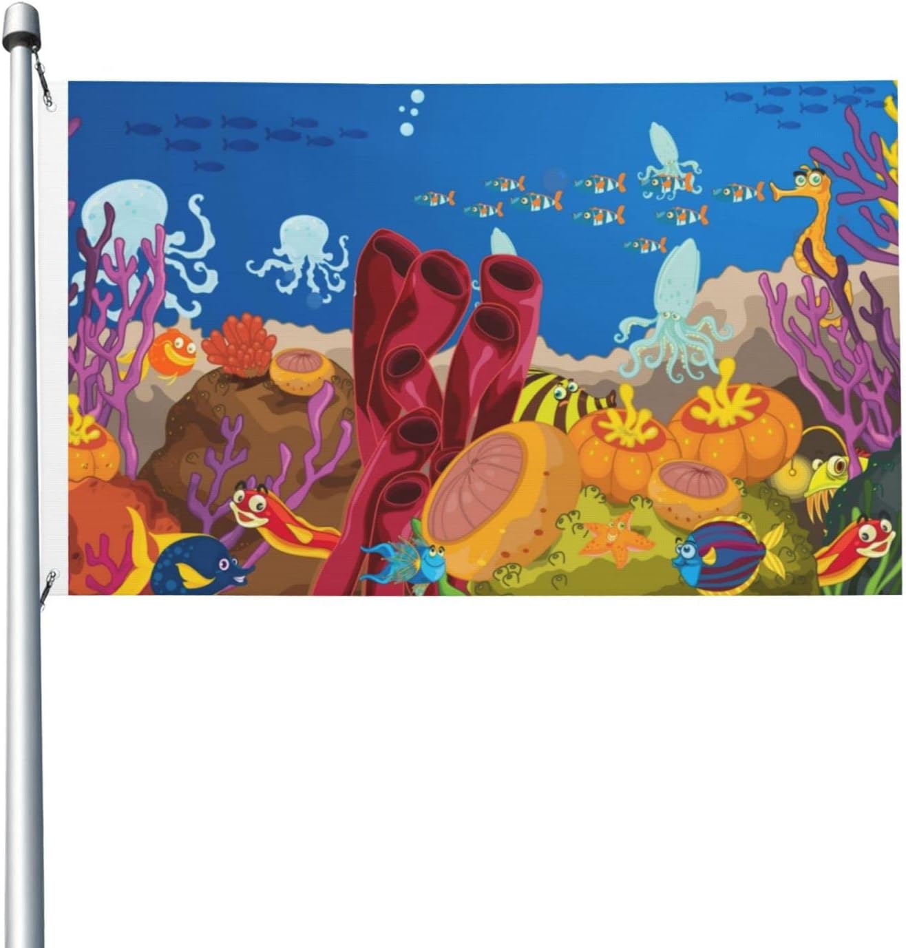 Outdoor Flags octopus and coral in water Flags Garden flag Yard Flags 4 ...
