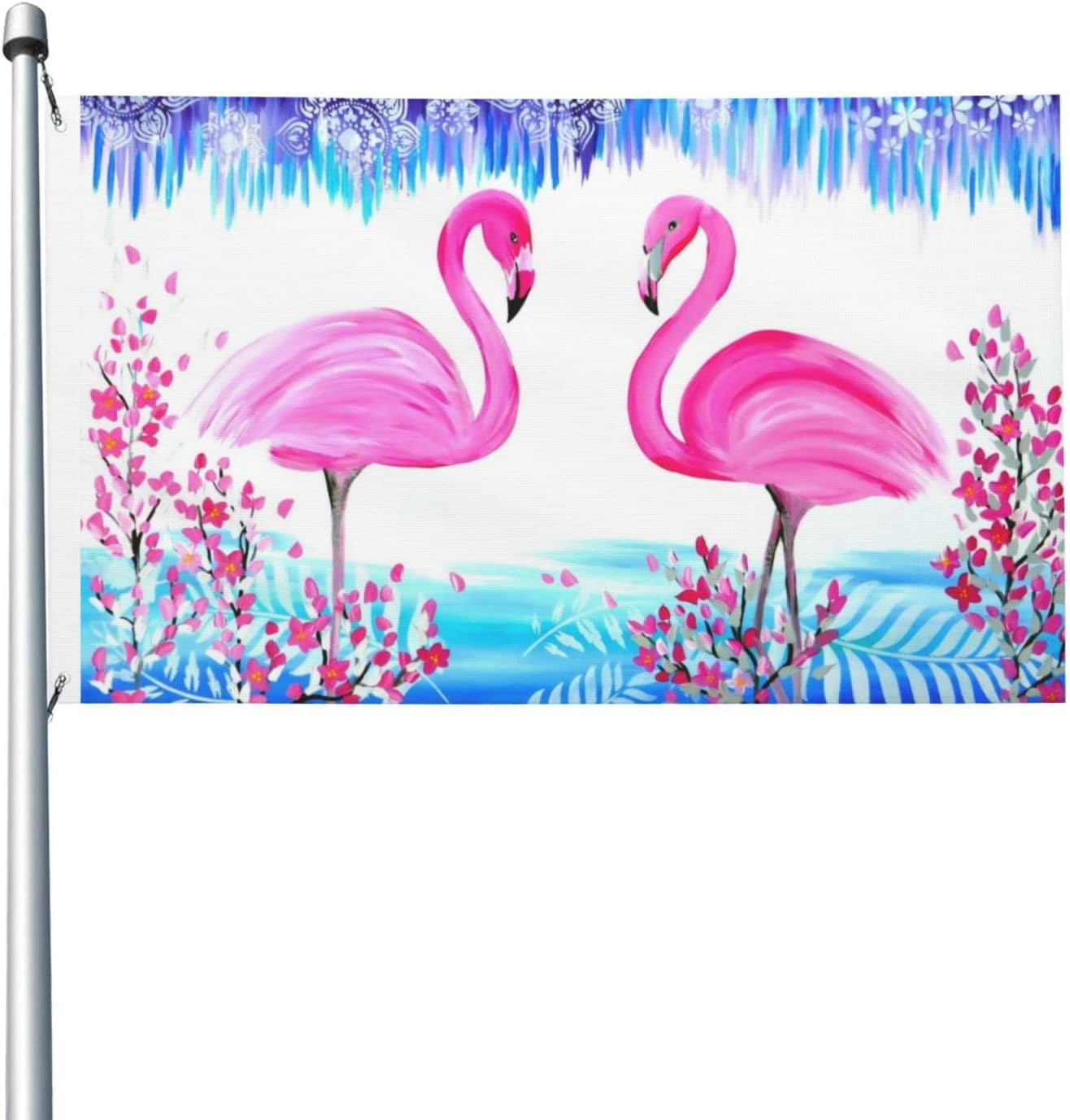 Outdoor Flags pink flamingos painting Flags Garden flag Double Sided ...