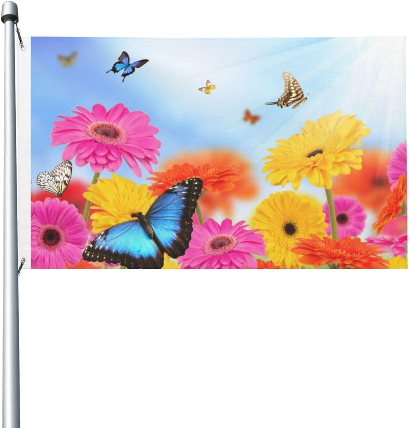 Outdoor Flags spring floral flowers and butterflies Summer Garden flag ...