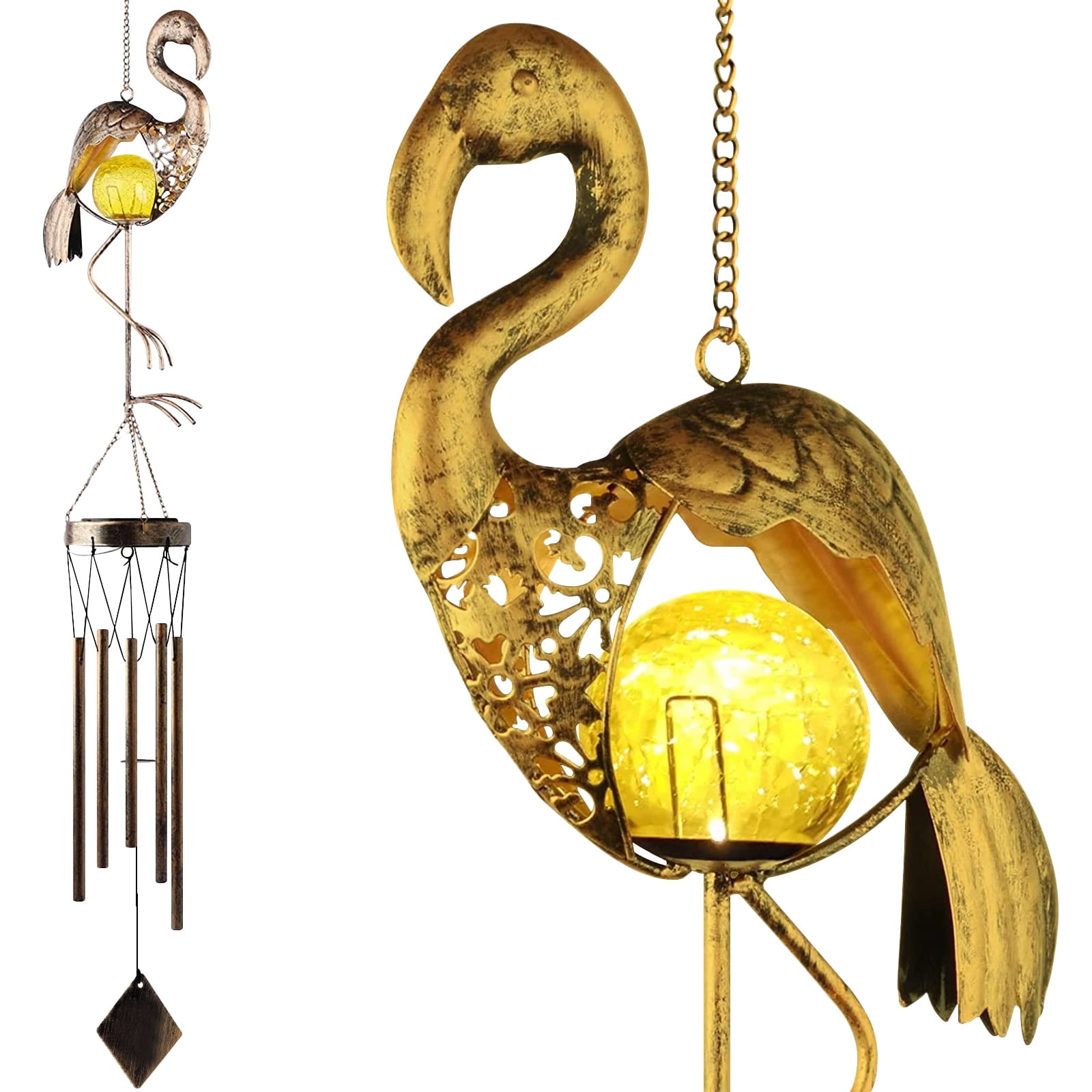 Outdoor Flamingo Wind Chime, Solar Wind Chimes Flamingo Decor with ...