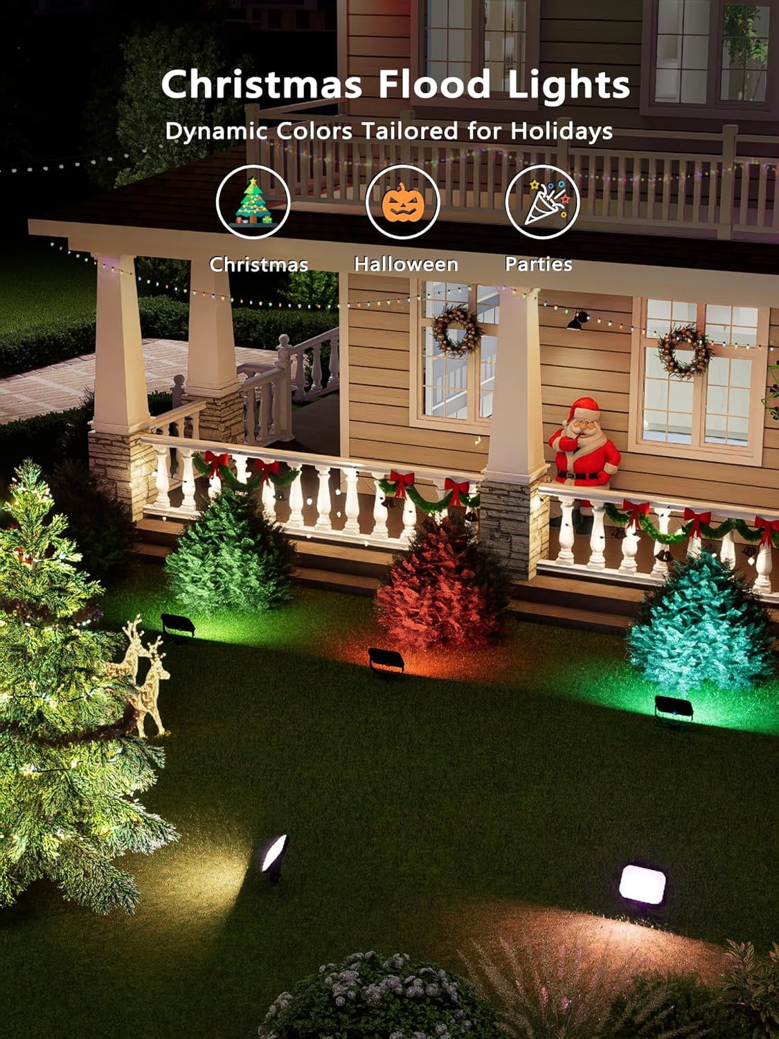 Outdoor Flood Lights, Smart RGBCW Pathway Landscape Lighting APP ...