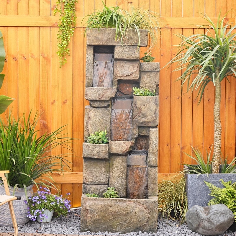 Outdoor Floor Standing Garden Water Fountains Rock Waterfall Fountain ...