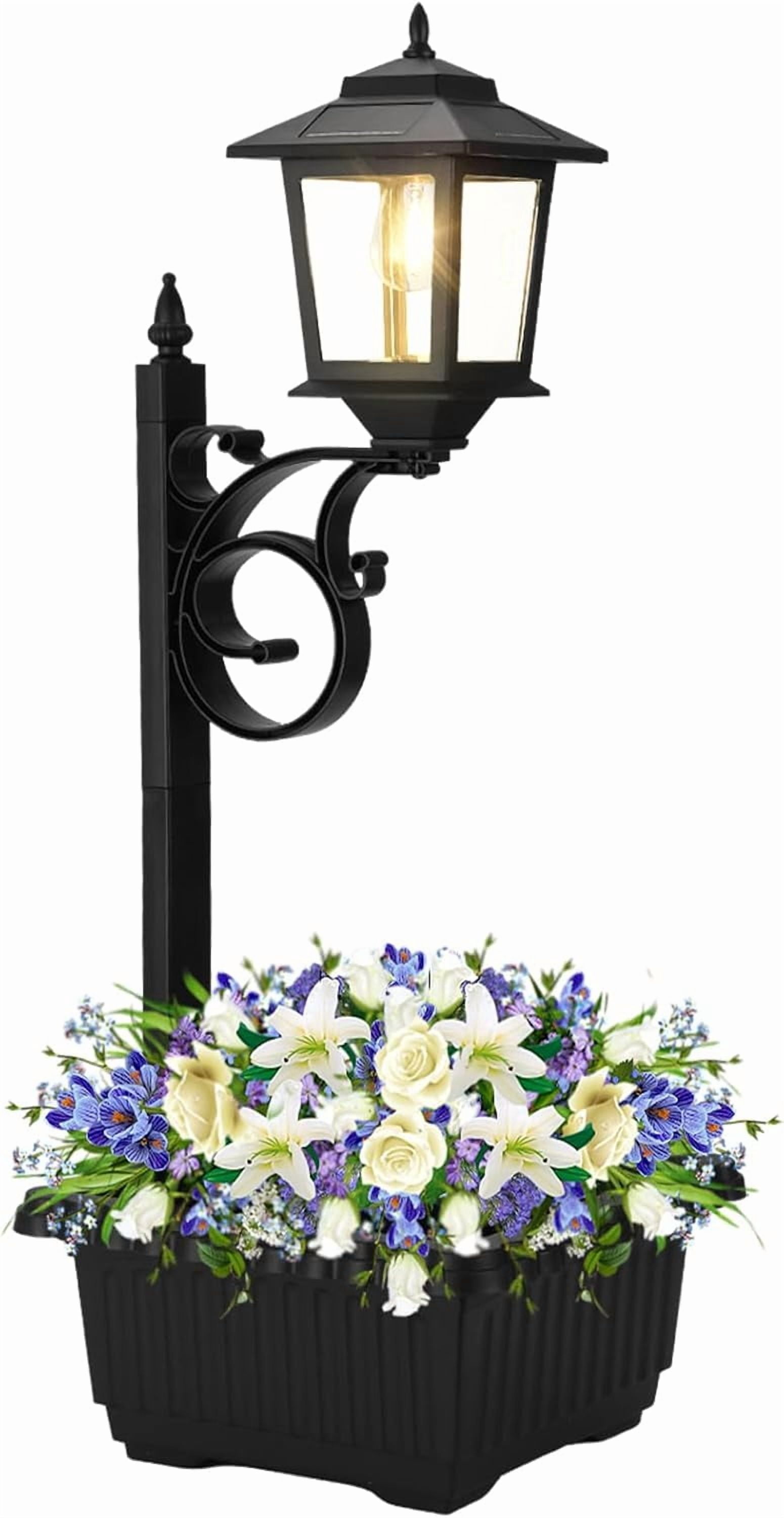 Outdoor Flower Pots 2 in 1, Floor Lamps Waterproof, Wall Mount Solar ...