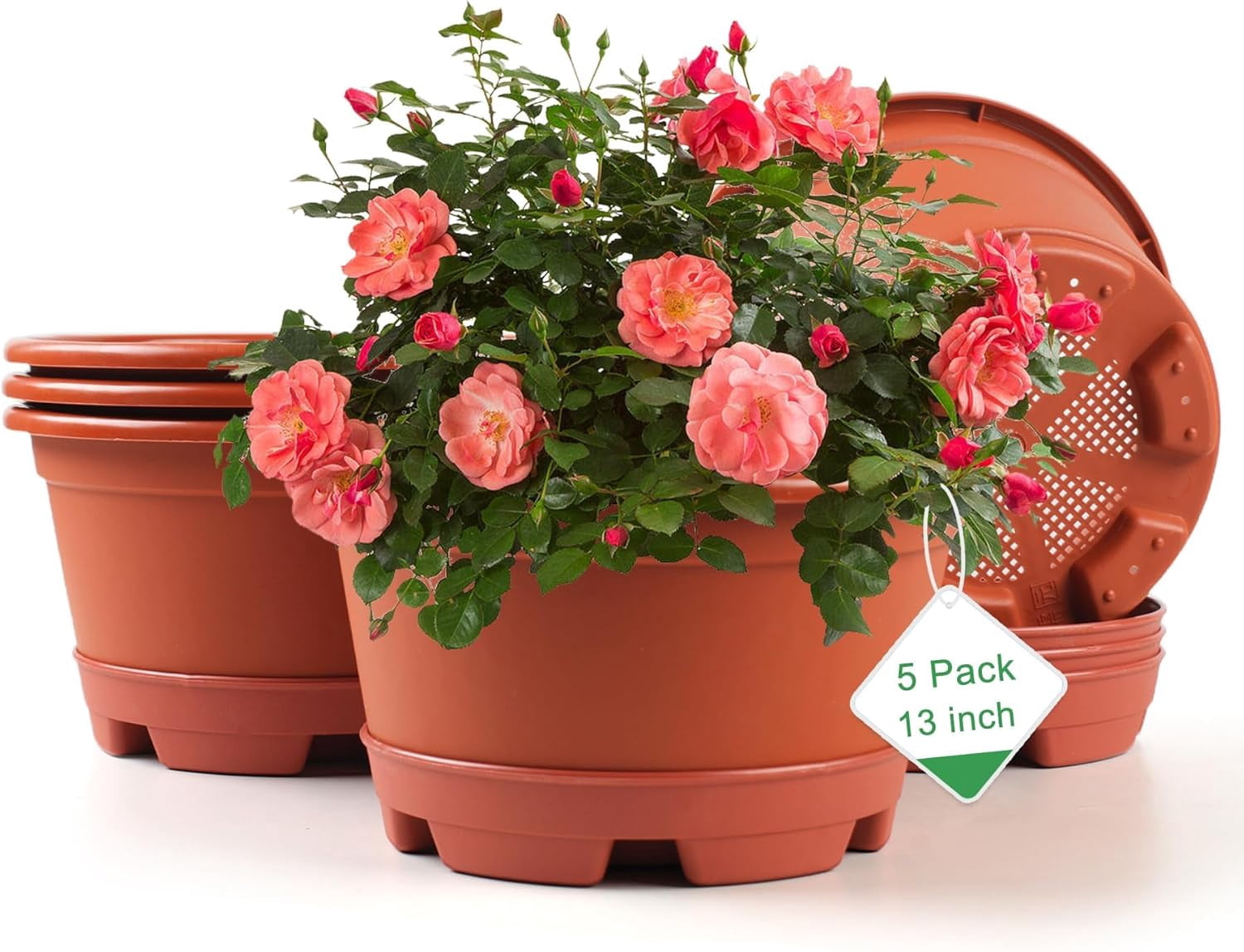 Outdoor Flower Pots 5 Packs 13 inch pots for Plants Modern Decorative ...