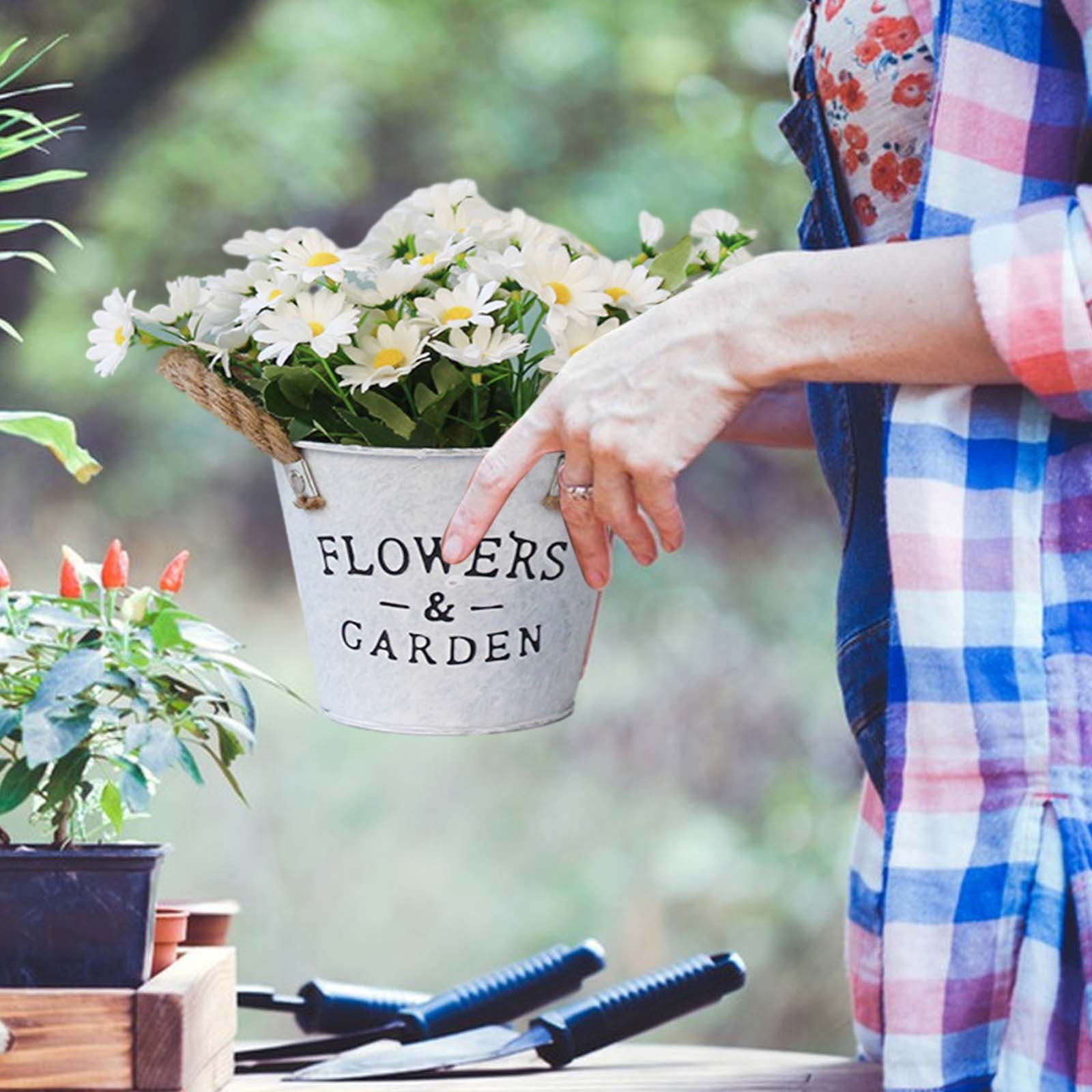 Outdoor Flower Pots Metal Bucket Flower Pots Iron Milk Can Vase Iron ...