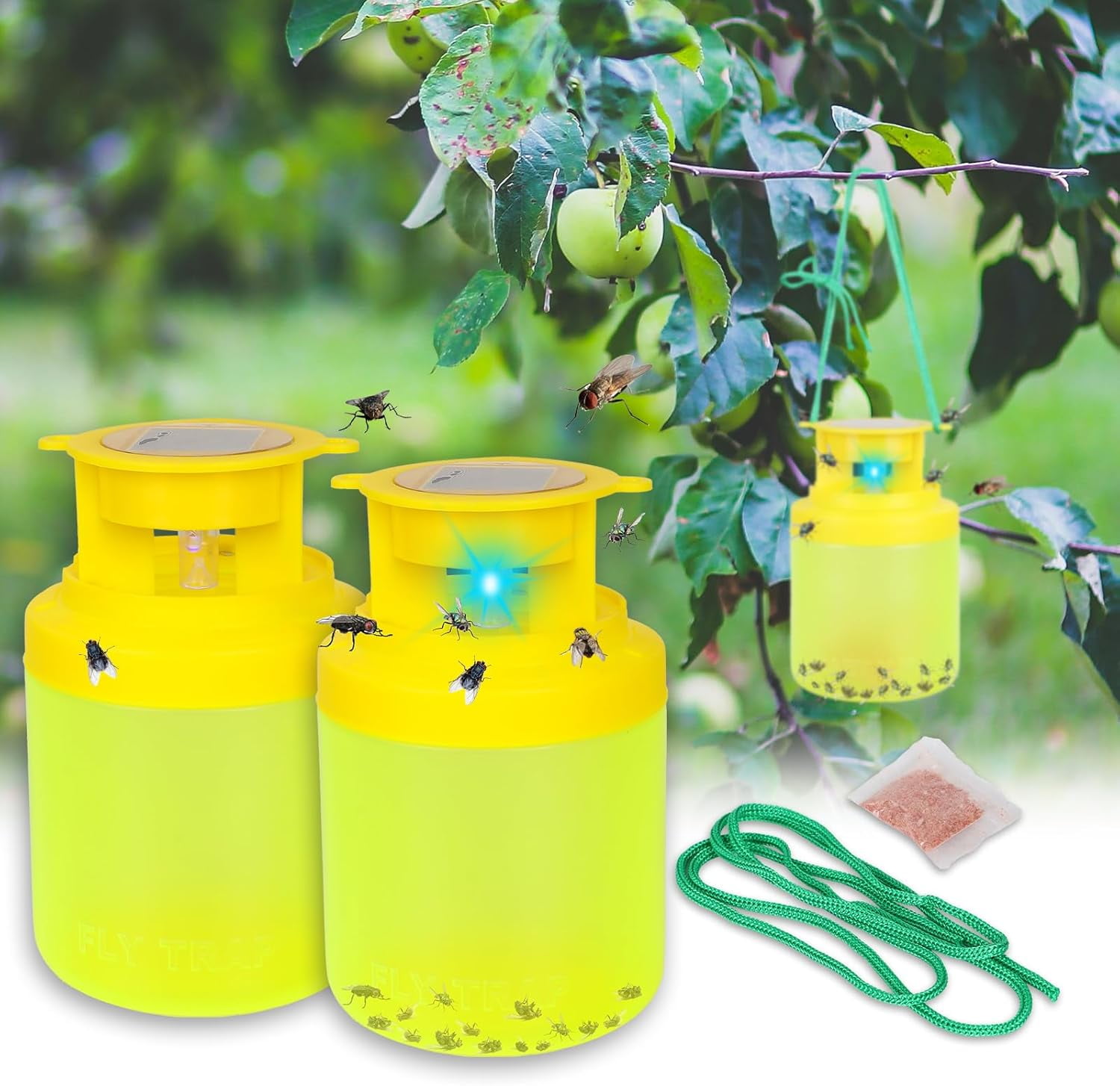 Outdoor Fly Trap Hanging Solar Powered Reusable Indoor Non-Toxic Flying ...