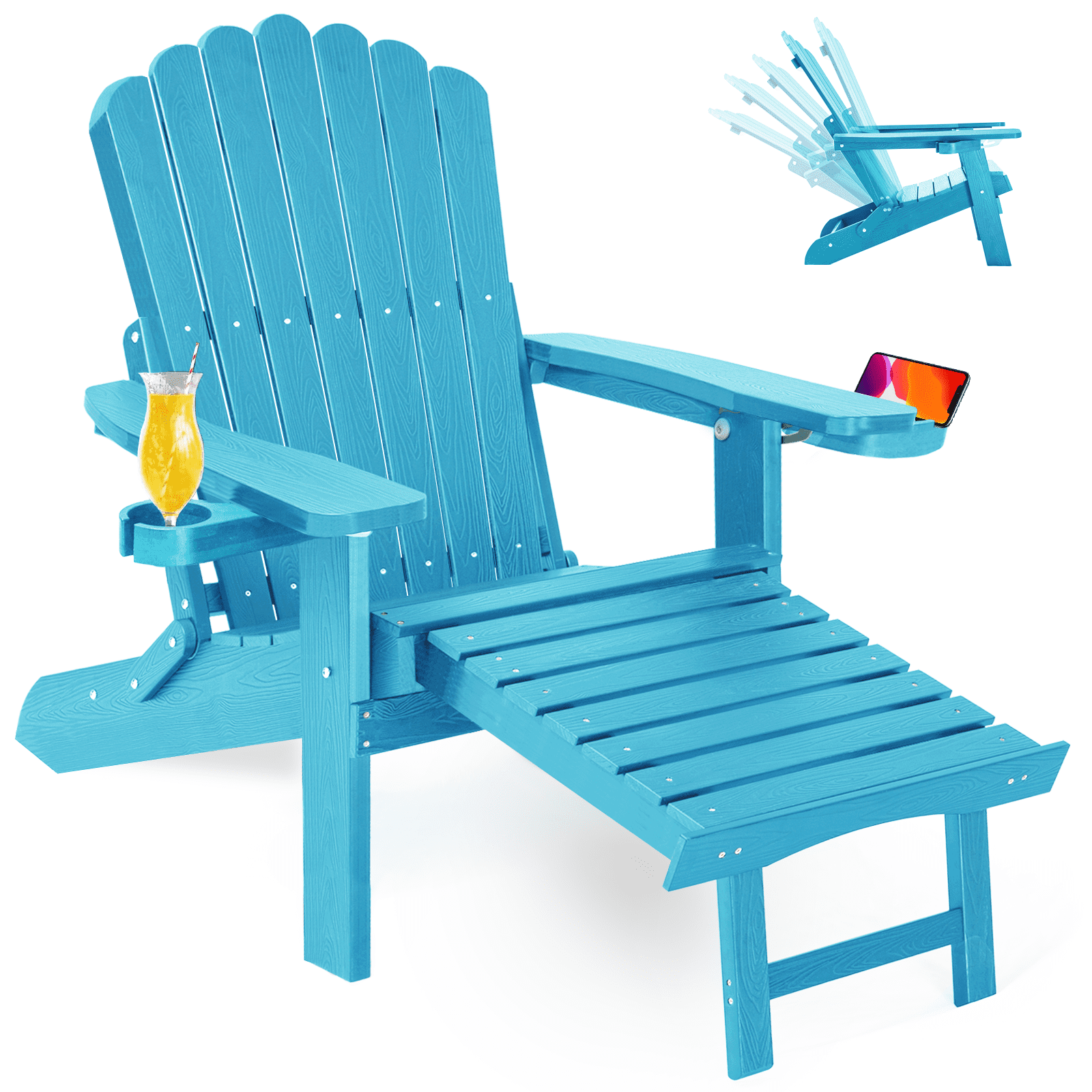 Wingyz Outdoor Folding Adirondack Chair Patio Lounge Chairs for Pools ...