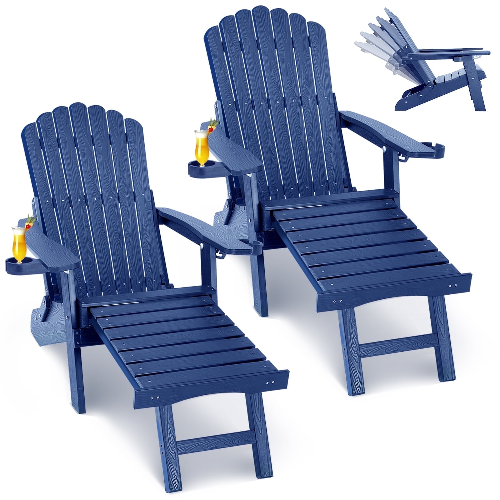 Wingyz Patio Chairs Set of 2,Outdoor Adirondack Chair with Retractable ...