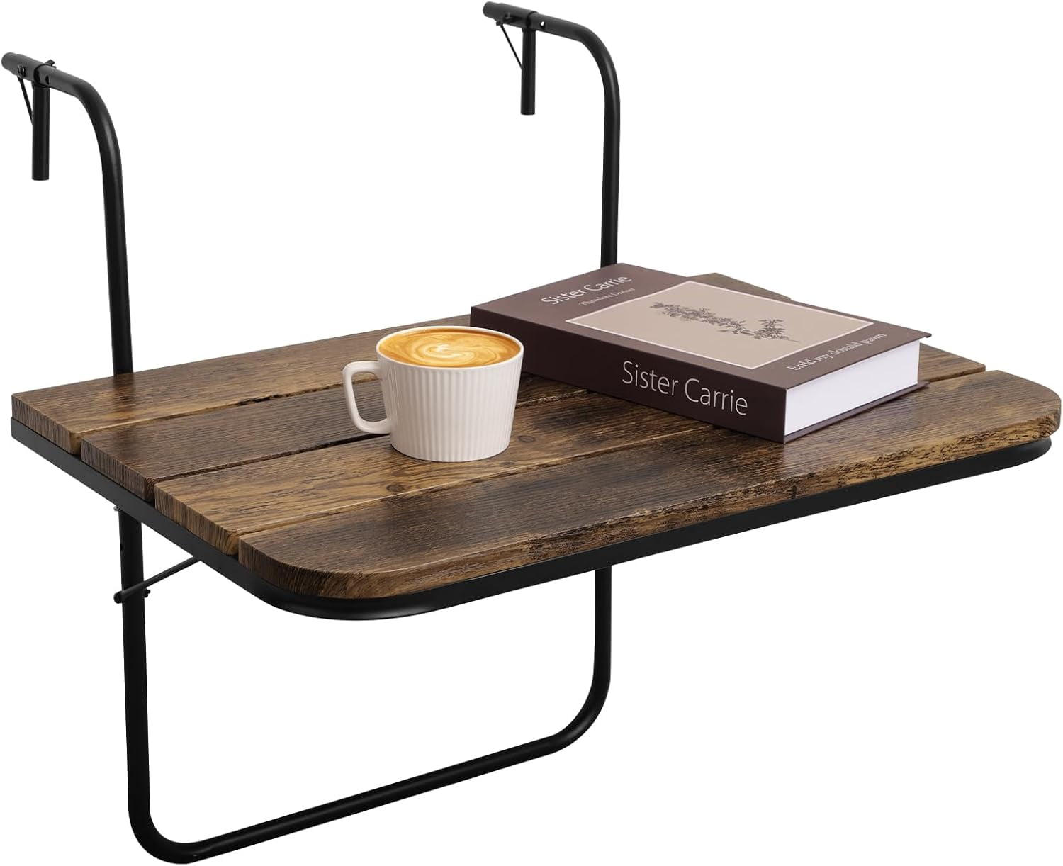 Outdoor Folding Adjustable Wood Balcony Railing Table for Railings ...