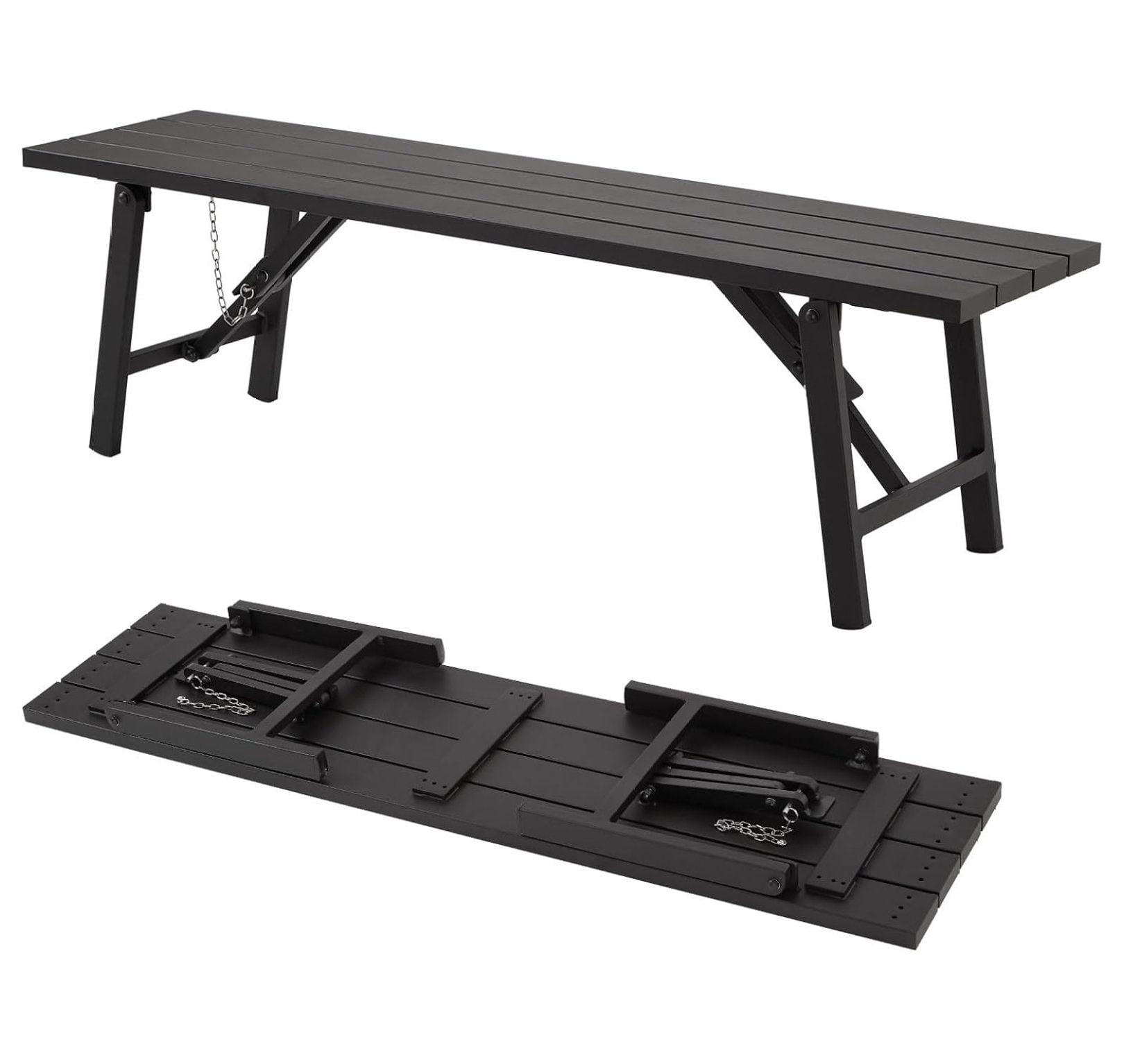 Outdoor Folding Benches, All-Aluminum Garden Bench, Weatherproof Bench ...