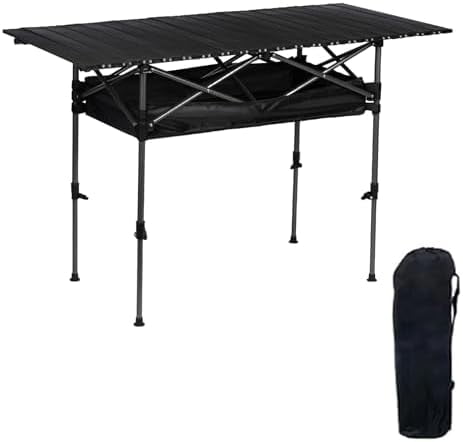 Outdoor Folding Camping Table, Adjustable Height Portable Beach Tables ...