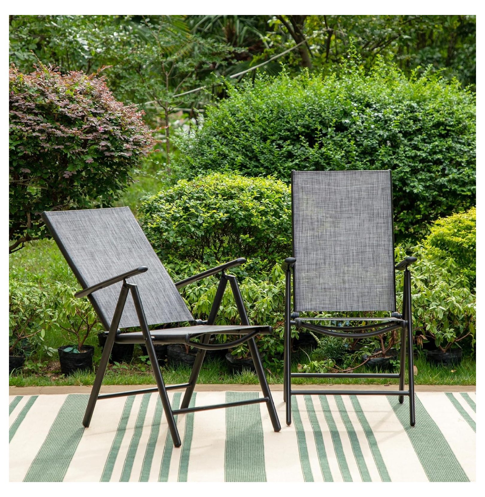 Outdoor Folding Chairs, Patio Folding Dining Chairs Set of 2, 7 Level ...