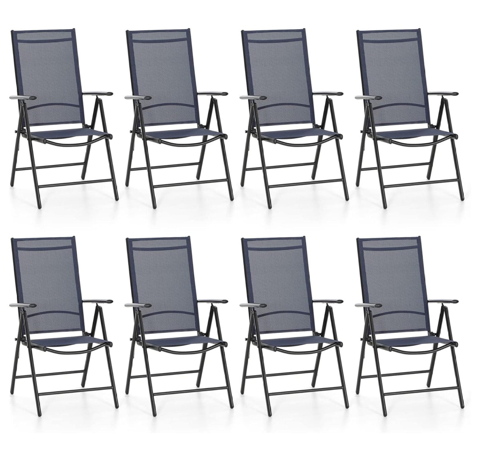 Outdoor Folding Chairs, Patio Folding Dining Chairs Set of 8, 7 Level ...